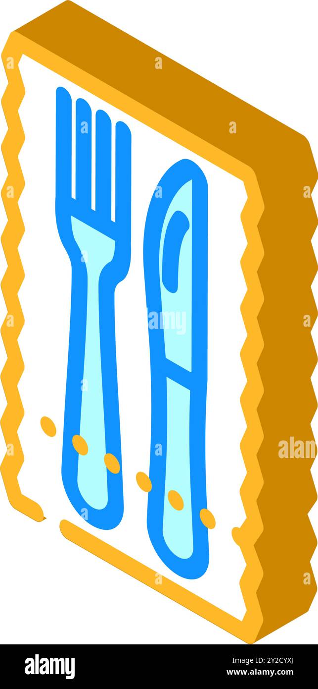 disposable cutlery plastic package isometric icon vector illustration ...