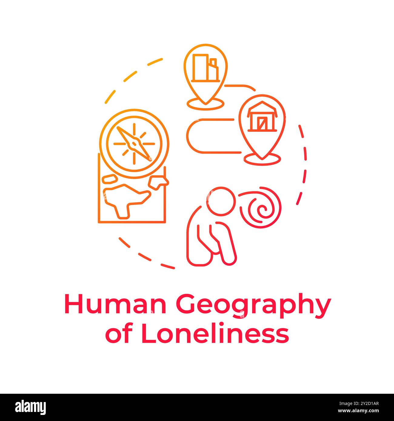 Human geography of loneliness red gradient concept icon Stock Vector ...