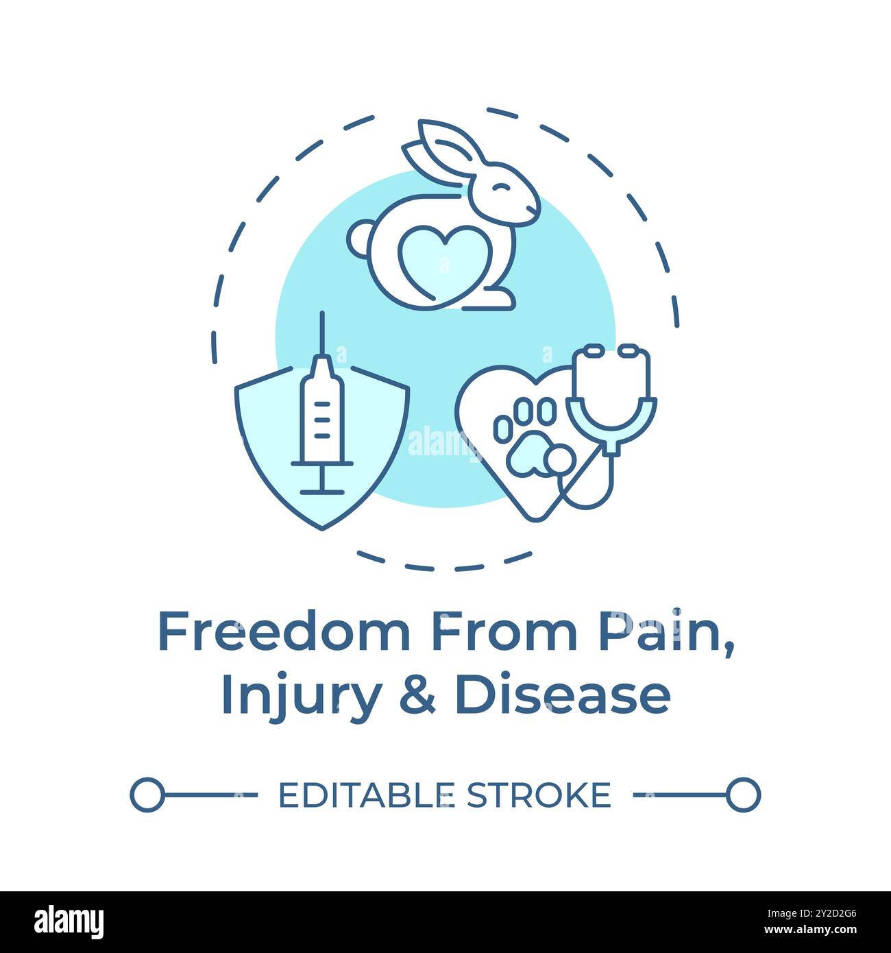 Freedom from pain, injury and disease soft blue concept icon Stock ...