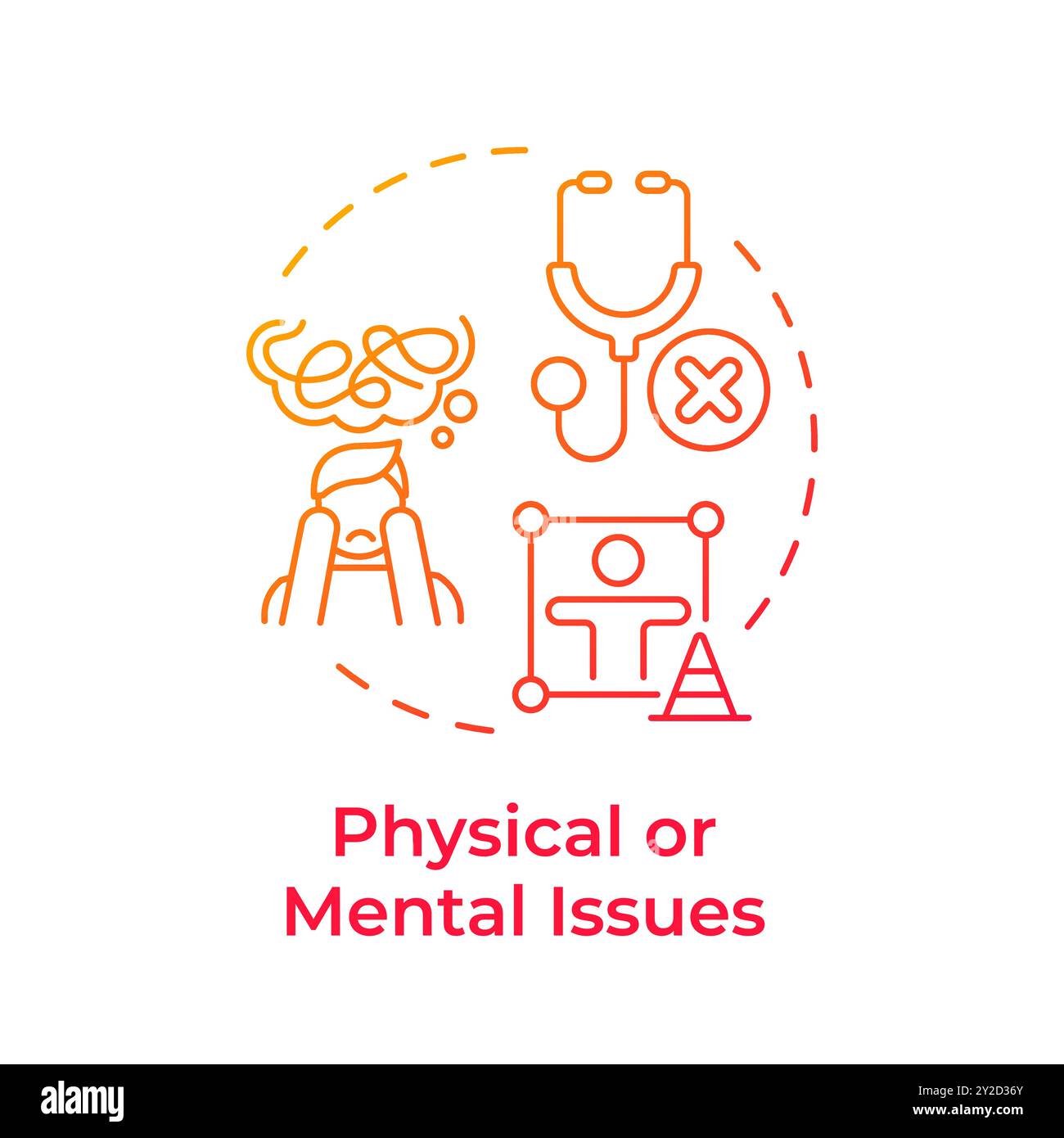 Physical and mental issues red gradient concept icon Stock Vector Image ...
