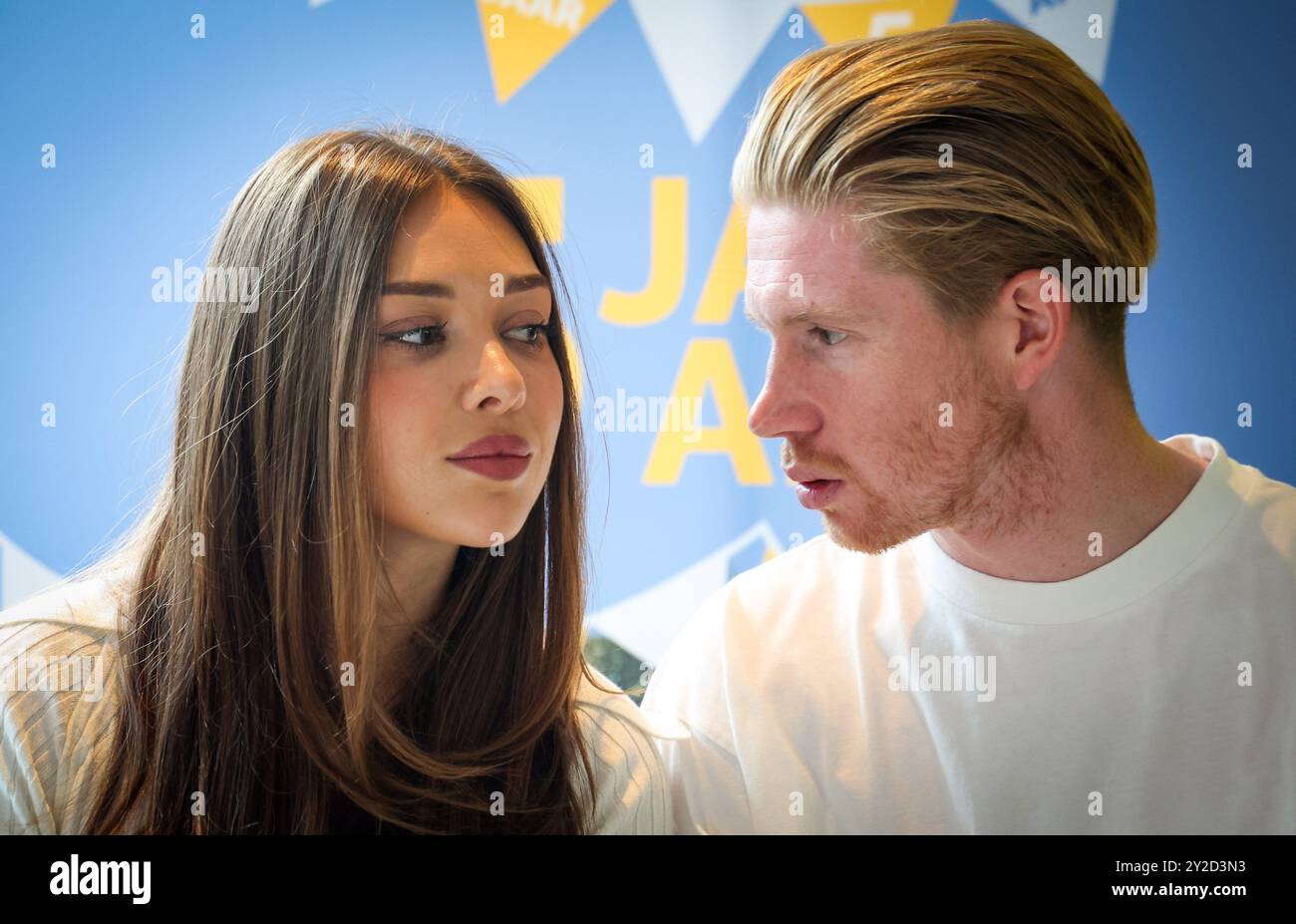 Jette, Belgium. 10th Sep, 2024. De Bruyne's wife Michelle Lacroix and ...