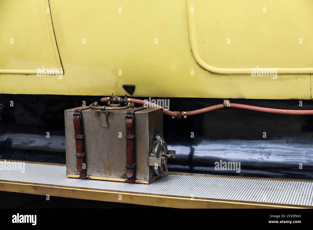 Car battery of an old retro car from the 1920s parked on a street in ...