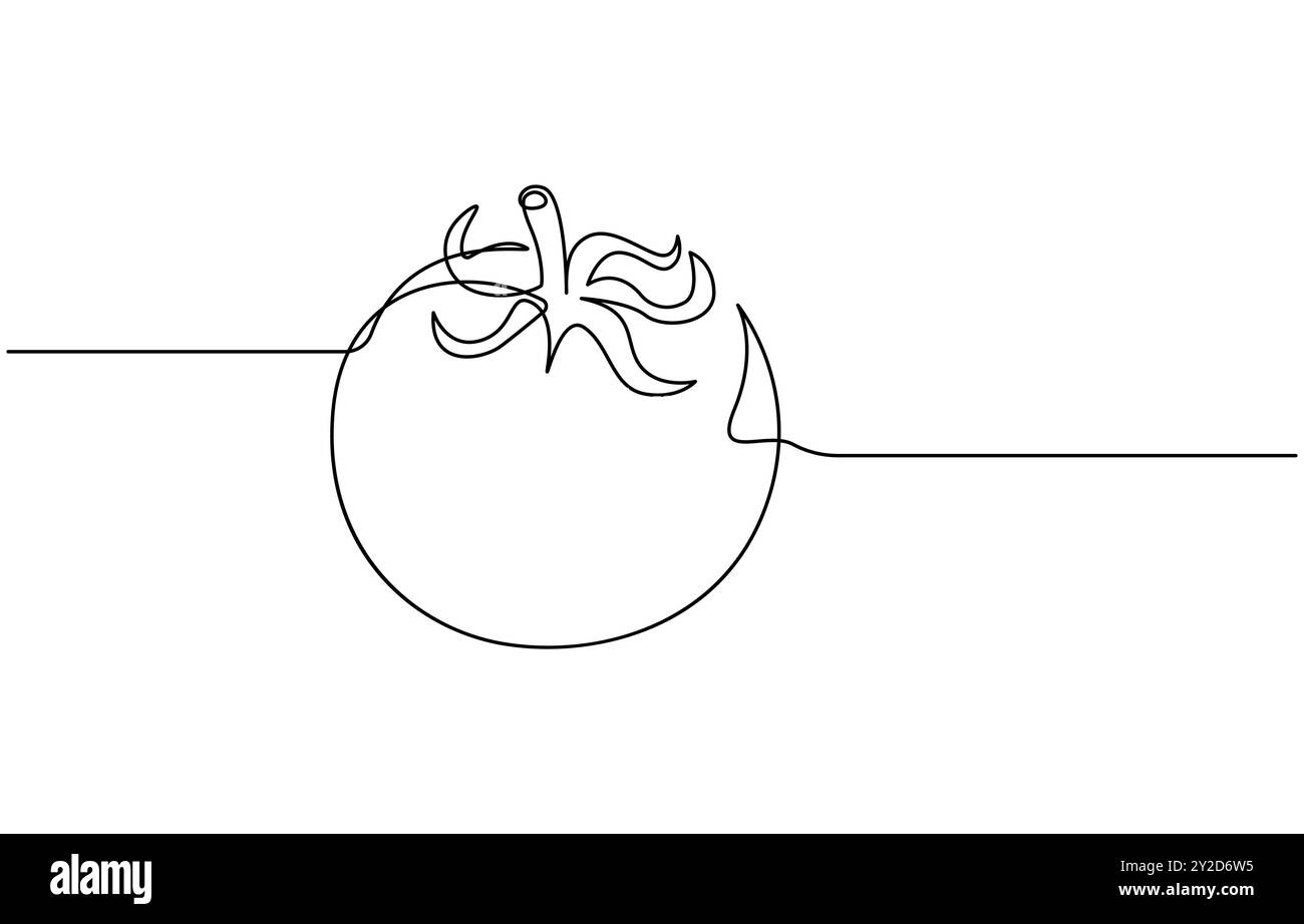 ripe fresh one tomato fruit vegetable line art, single line tomato icon ...
