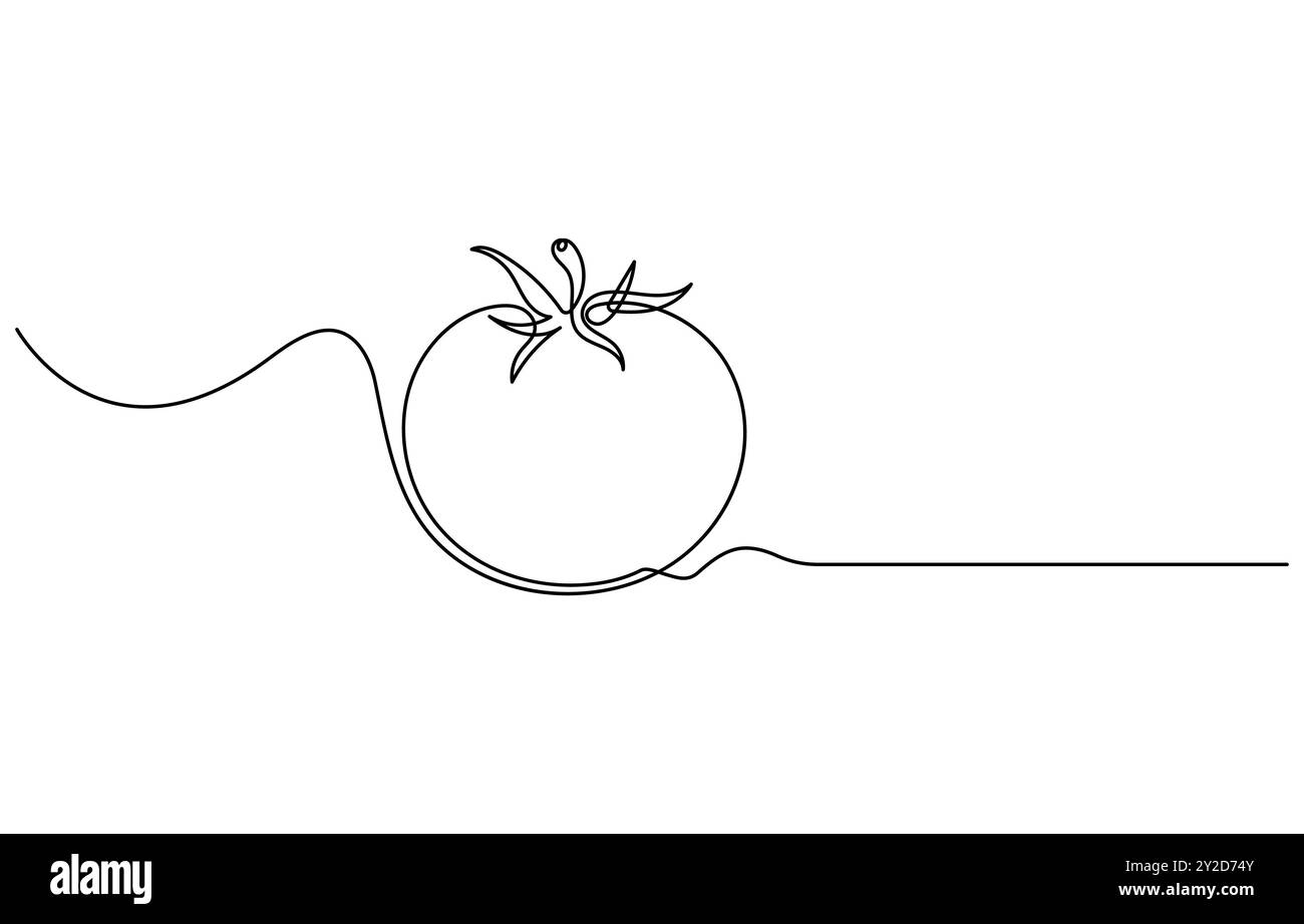 ripe fresh one tomato fruit vegetable line art, single line tomato icon ...
