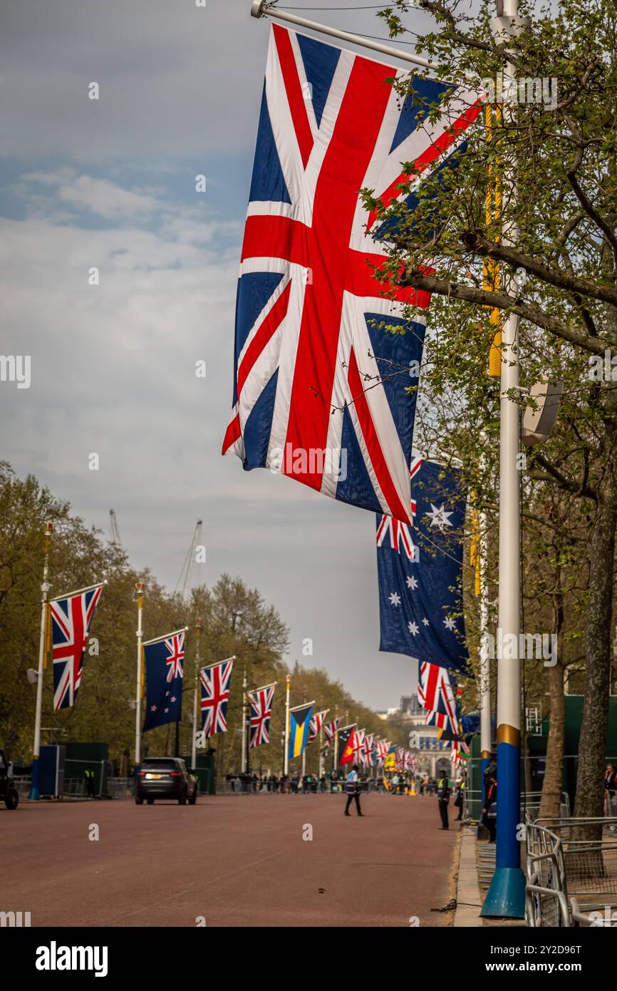 flags of the Commonwealth for the Coronation, The Mall, London, England ...