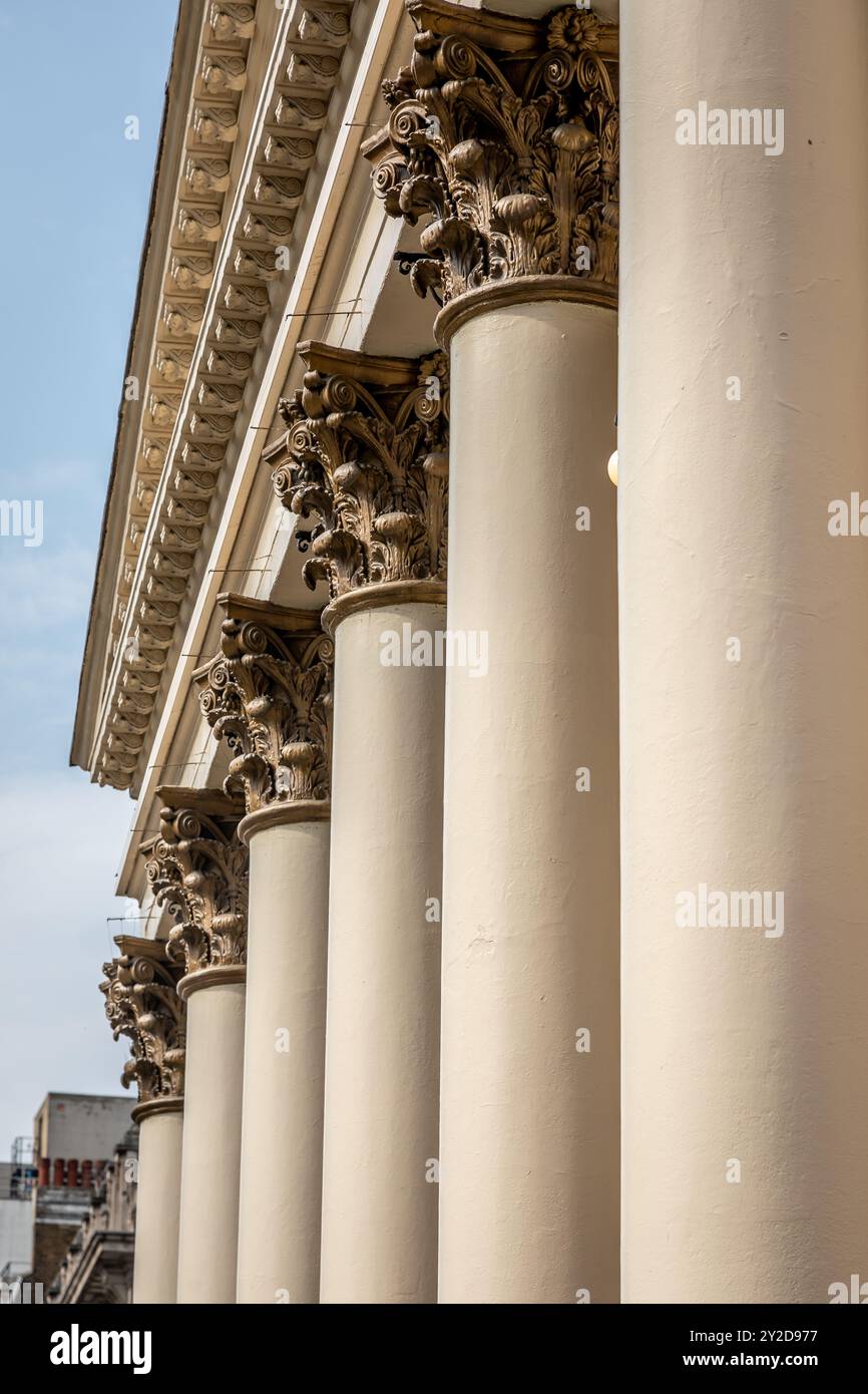 Stucco Porticoed Classical facade, Haymarket theatre, London, England ...