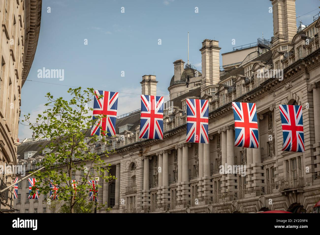 Union street flags, Regents Street, London, England, UK Stock Photo - Alamy
