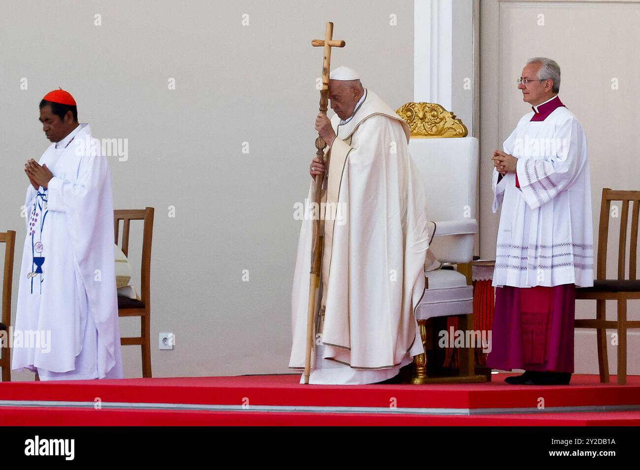 Pope Francis attends the Holy Mass at the Esplanade of Taci Tolu during ...