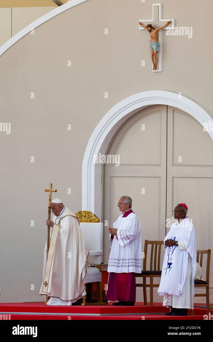 Pope Francis attends the Holy Mass at the Esplanade of Taci Tolu during ...