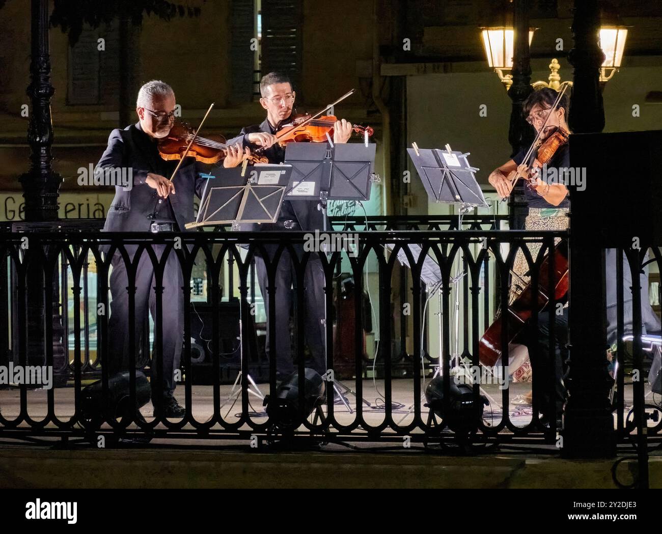 String Quartet on the Bandstand playing a Concerto in the Place ...