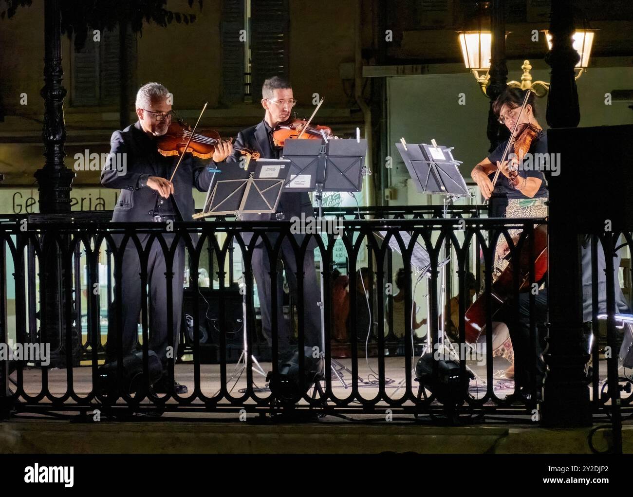 String Quartet on the Bandstand playing a Concerto in the Place ...