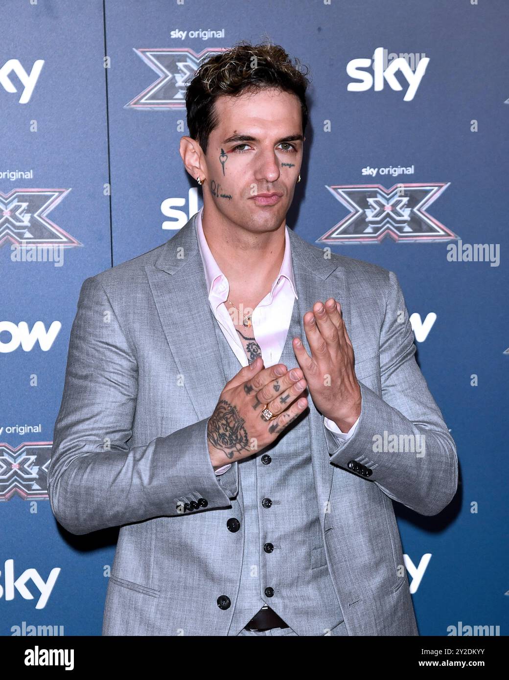 Milan, X Factor 2024 presentation - Achille Lauro Stock Photo - Alamy