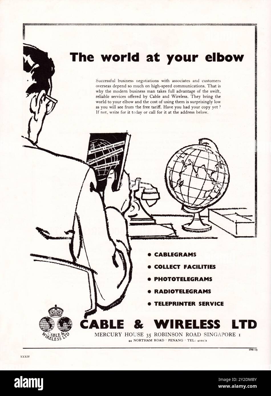 Old Vintage Cable & Wireless Ltd Advertisement in the Straits Times ...