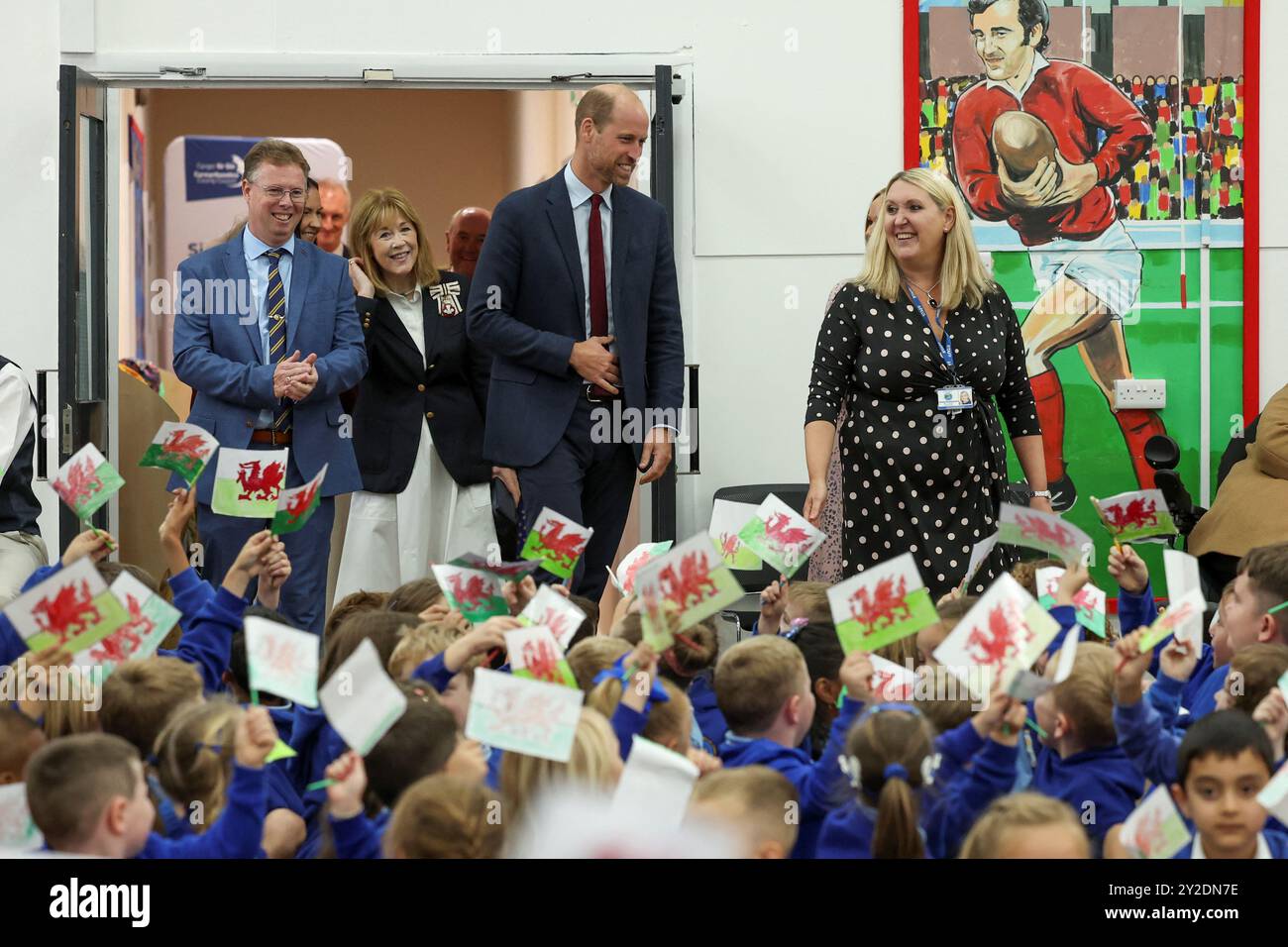 The Prince of Wales during a visit to Swiss Valley Community Primary ...