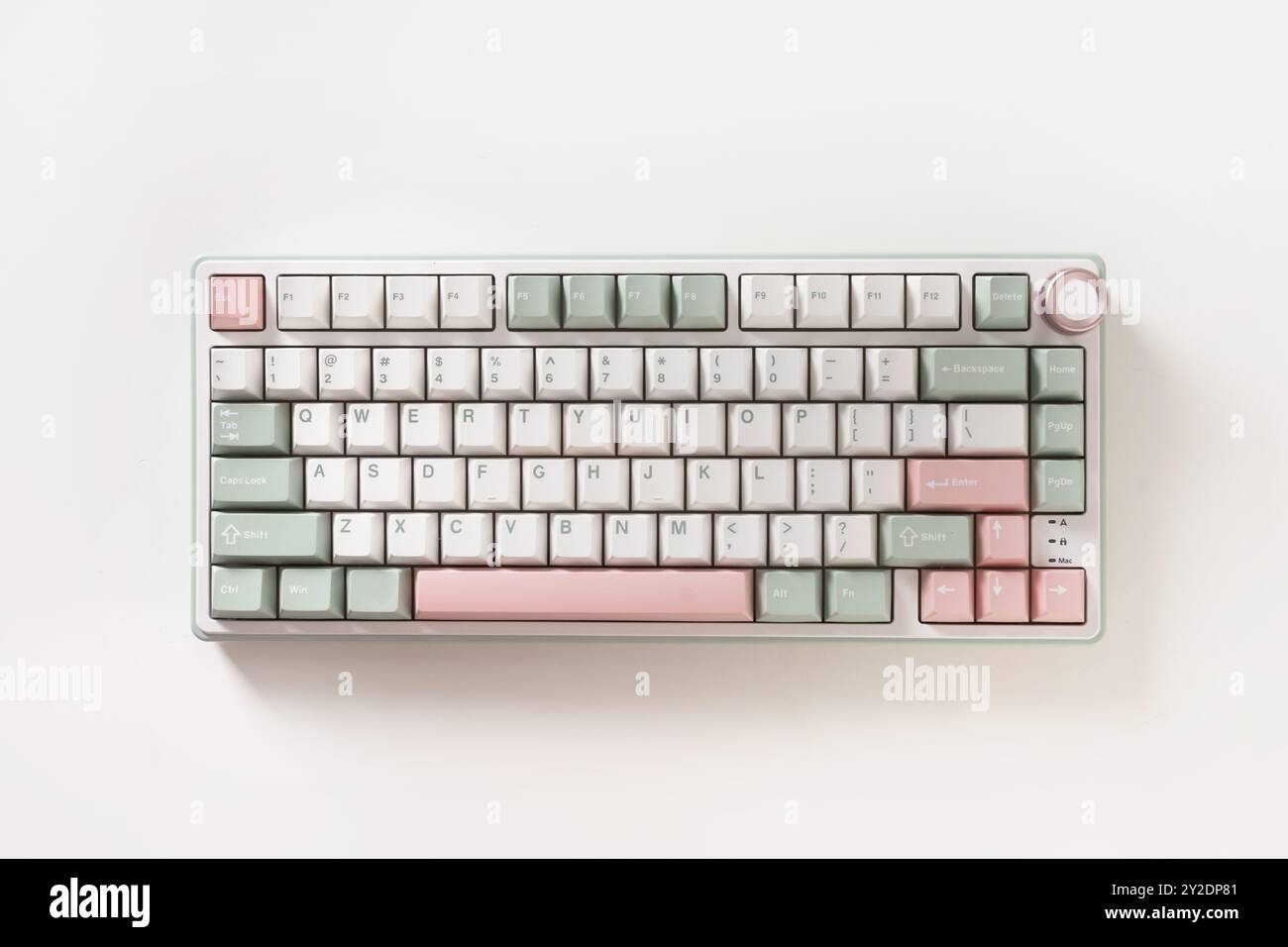 Modern mechanical keyboard on white background. Minimal style and ...