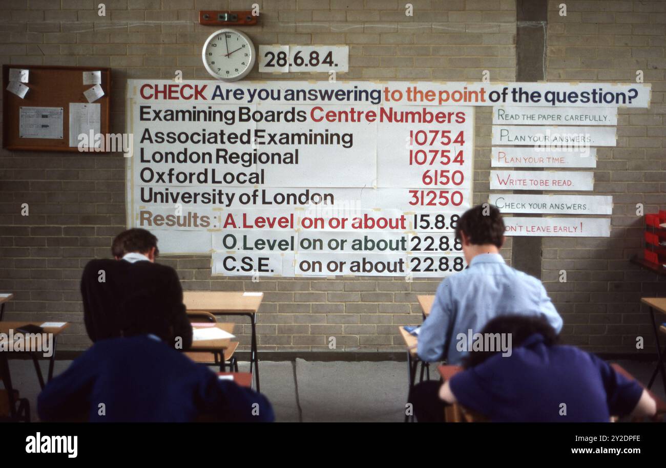 28th June 1984 students sitting exams with A-level, O-Level and CSE ...