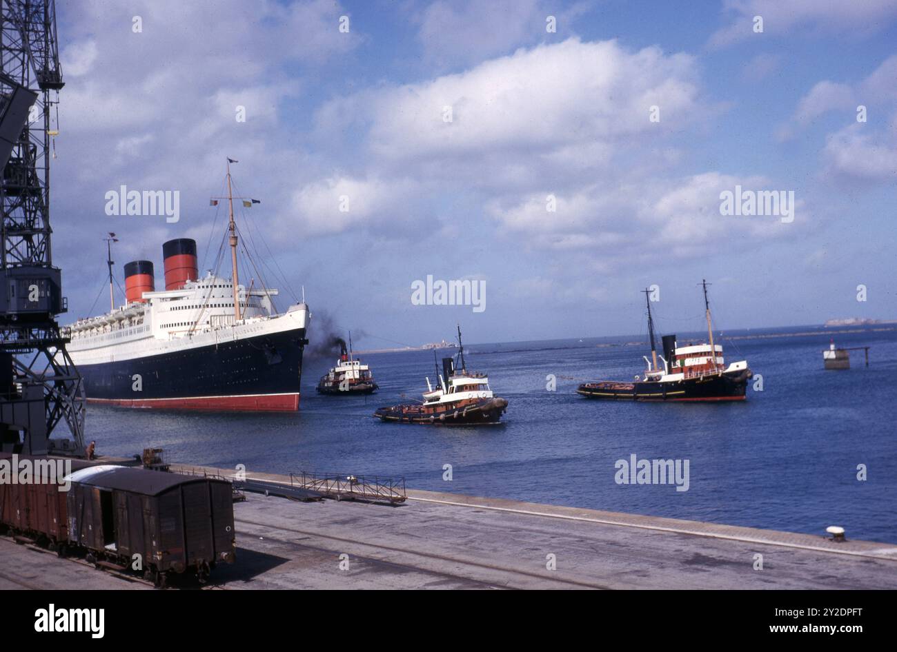 The Queen Elizabeth Liner under tug tow c1964 Photo by The Henshaw ...