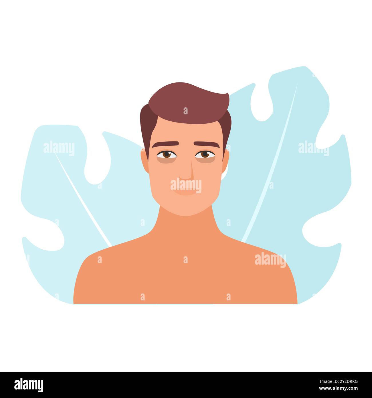 Illustration of a man with acne and pimple problems. Skincare issue ...