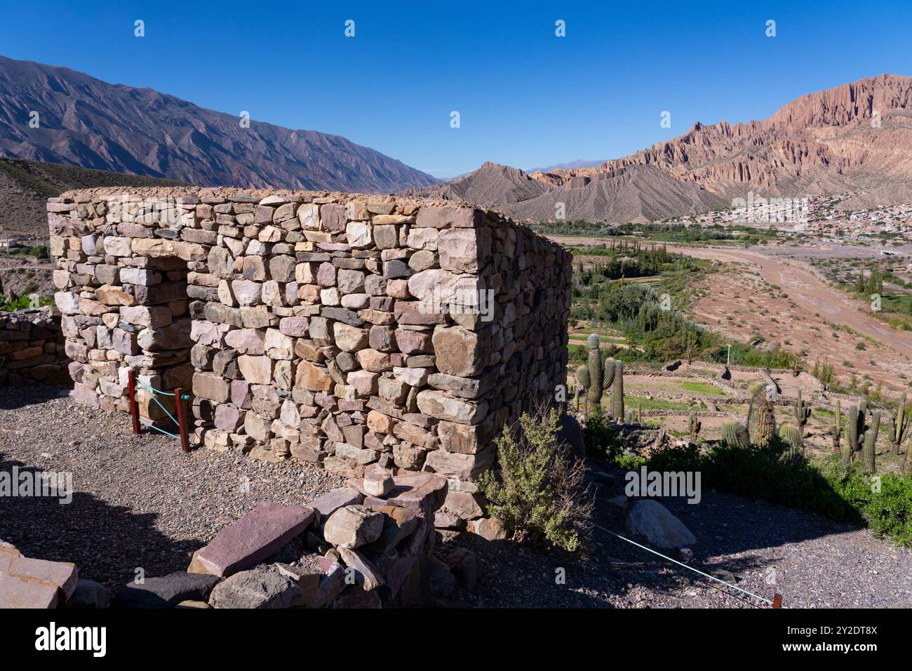 Partially reconstructed ruins in the Pucara of Tilcara, a pre-Hispanic ...