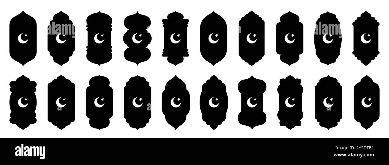 Shape Islamic door and window silhouette Arabic arch with crescent moon ...