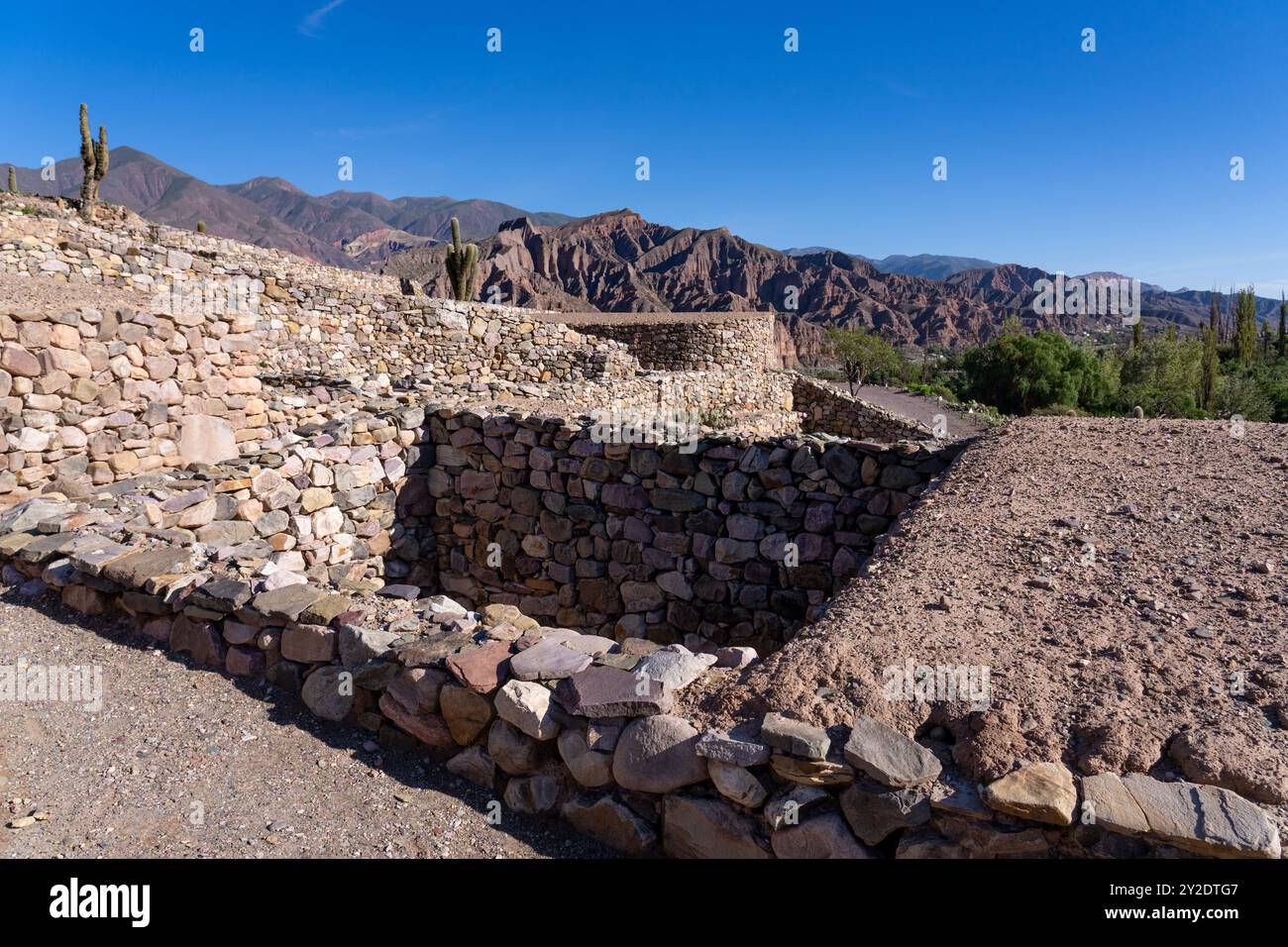 Partially reconstructed ruins in the Pucara of Tilcara, a pre-Hispanic ...