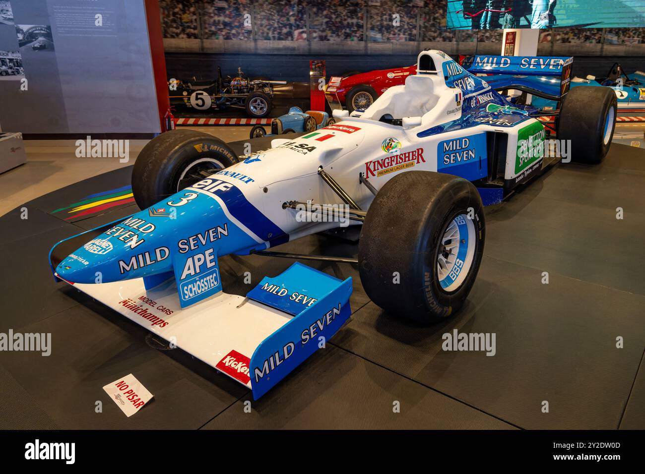 A 1996 Bentton Renault B196 F1 race car in the Museo Termas de Rio ...