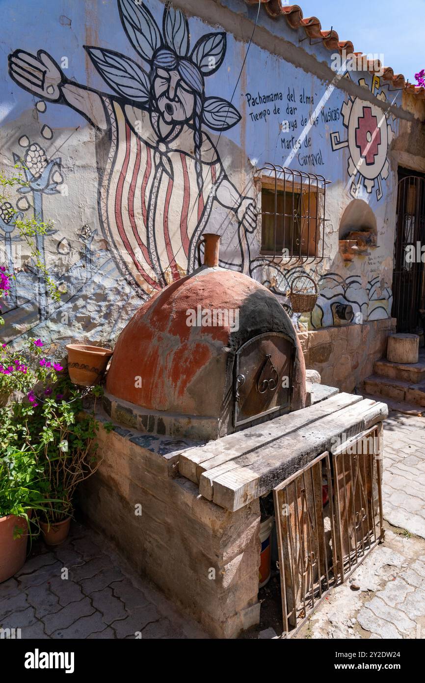 A traditional clay and stone oven in Tilcara in the Humahuaca Valley in ...