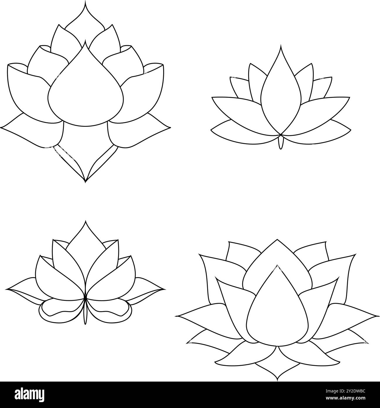 Vector water lily icon. Yoga lotus symbol, flower of well-being and ...