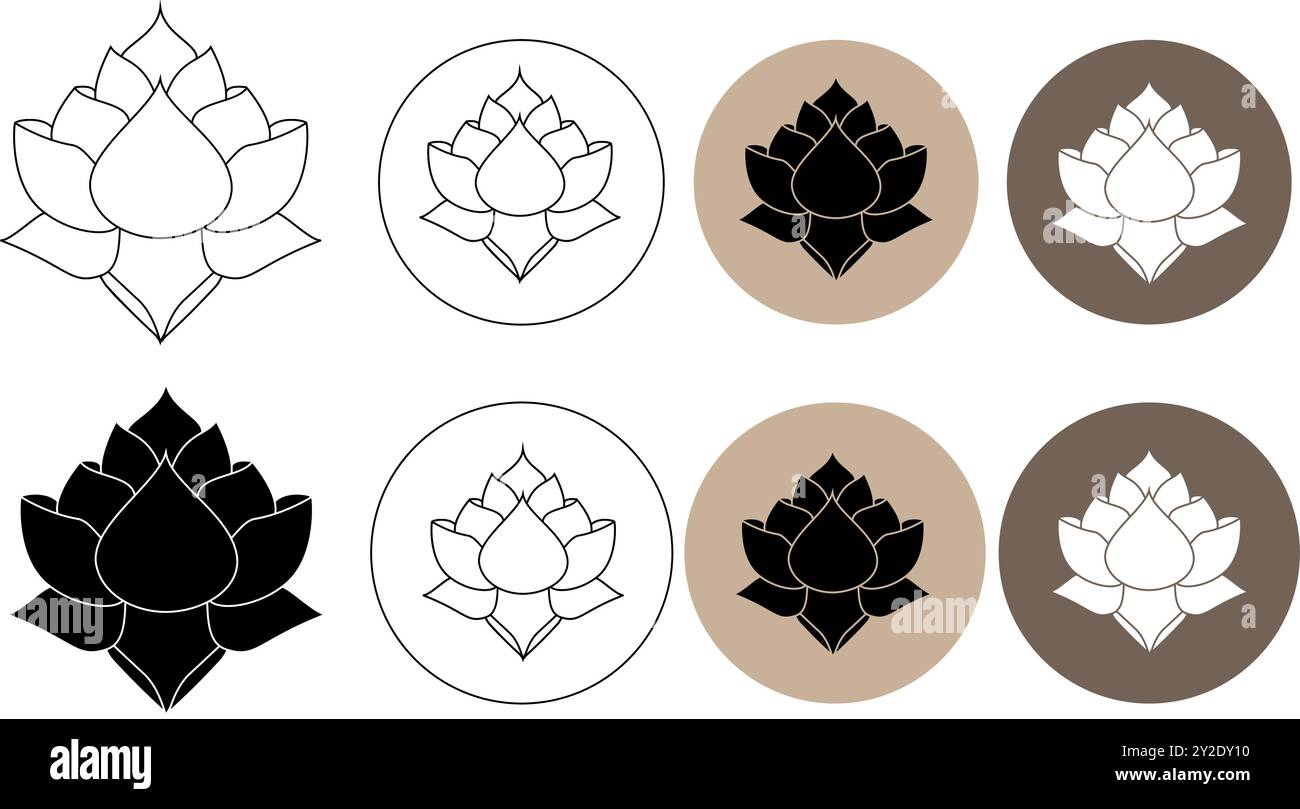 Set of lotus minimalist line art style logo design. beauty, luxury spa ...