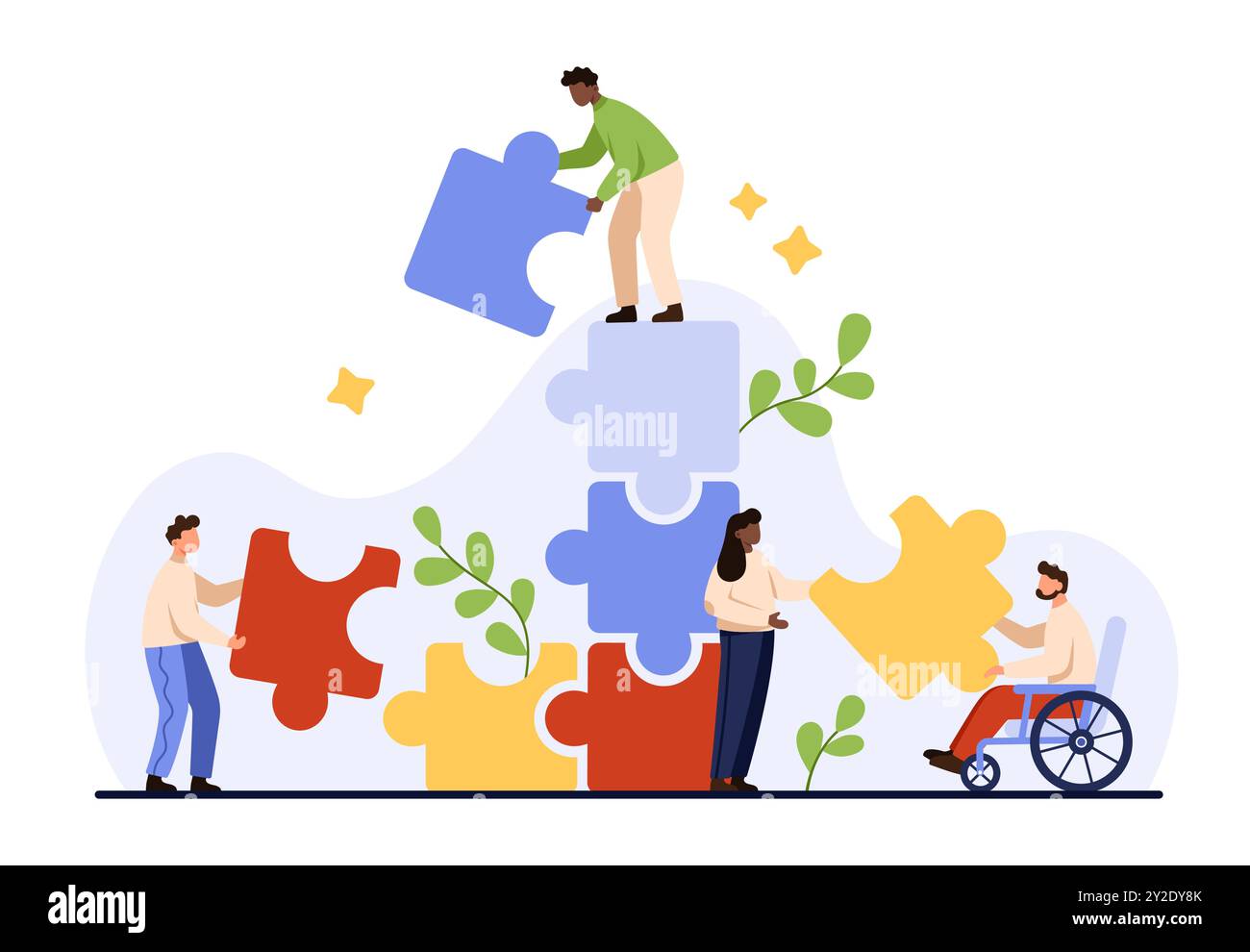 Business teamwork, partnership challenge, office unity. Tiny people ...