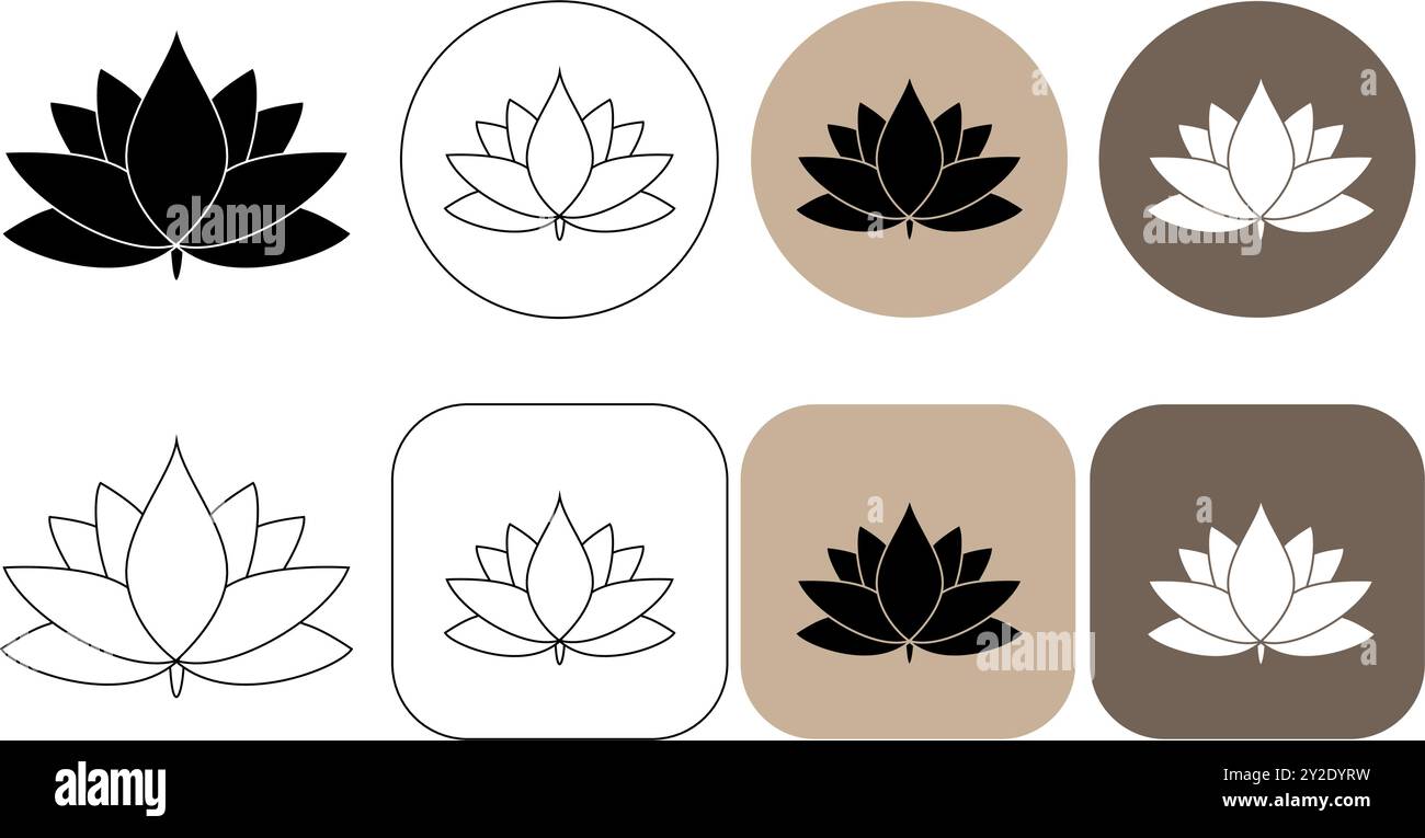 Lotus flower. Line Contour vector illustration for logo, design ...