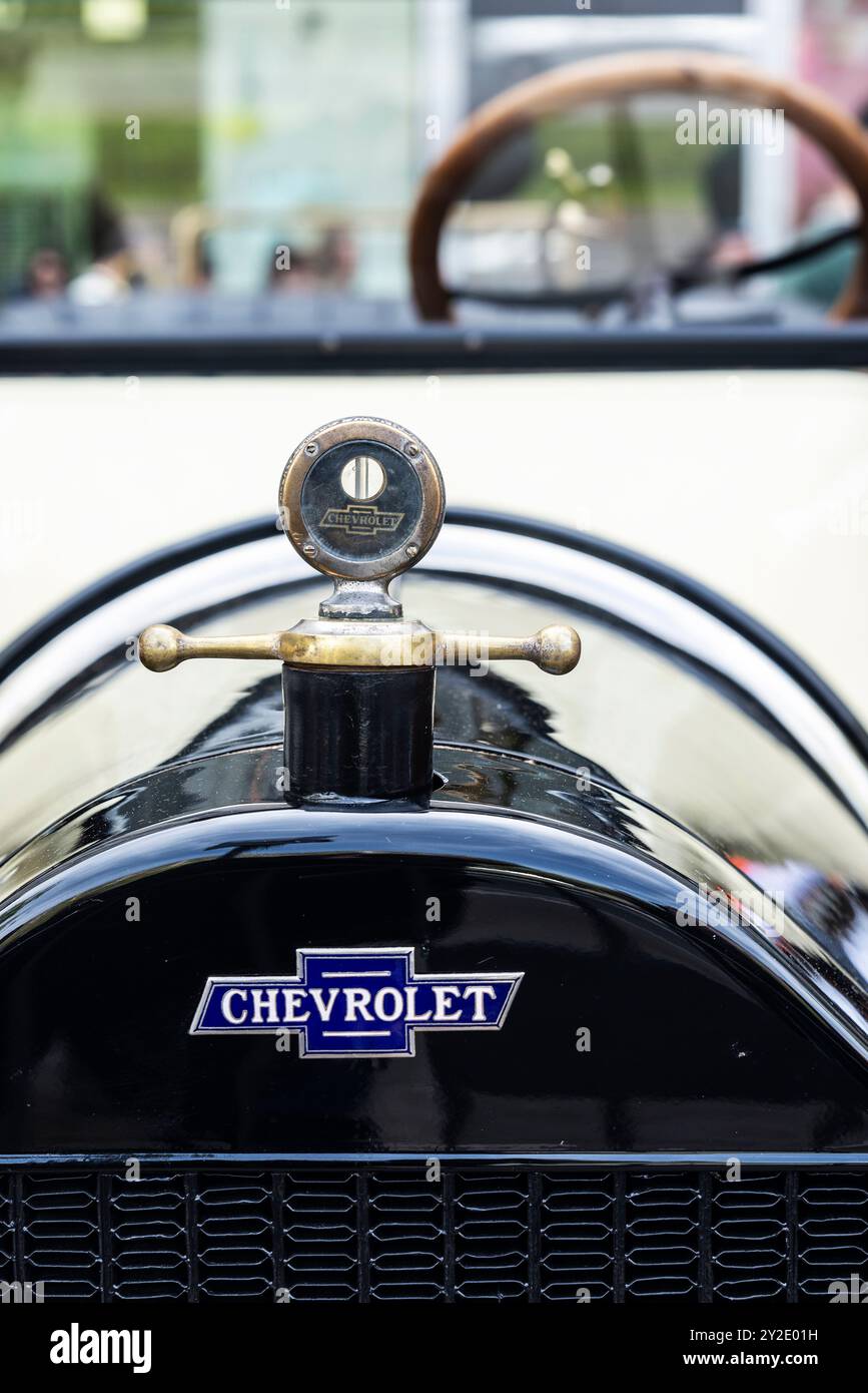 Barcelona, Spain - April 6, 2024: Old retro white car from the 1920s of ...