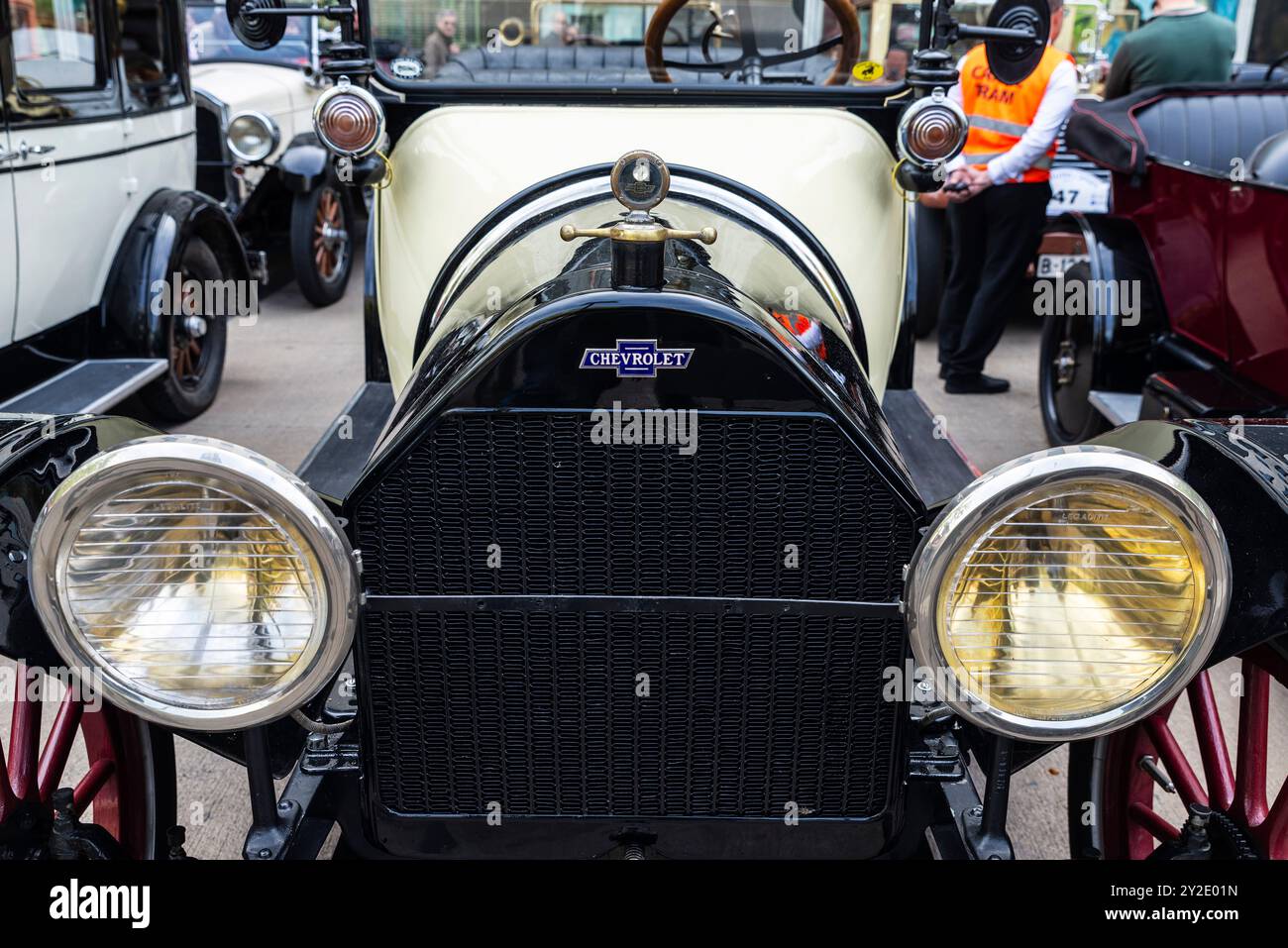 Barcelona, Spain - April 6, 2024: Old retro white car from the 1920s of ...