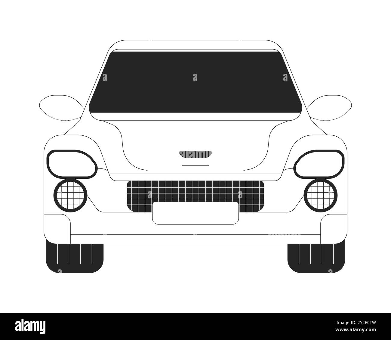 Car model front view black and white 2D line cartoon object Stock ...