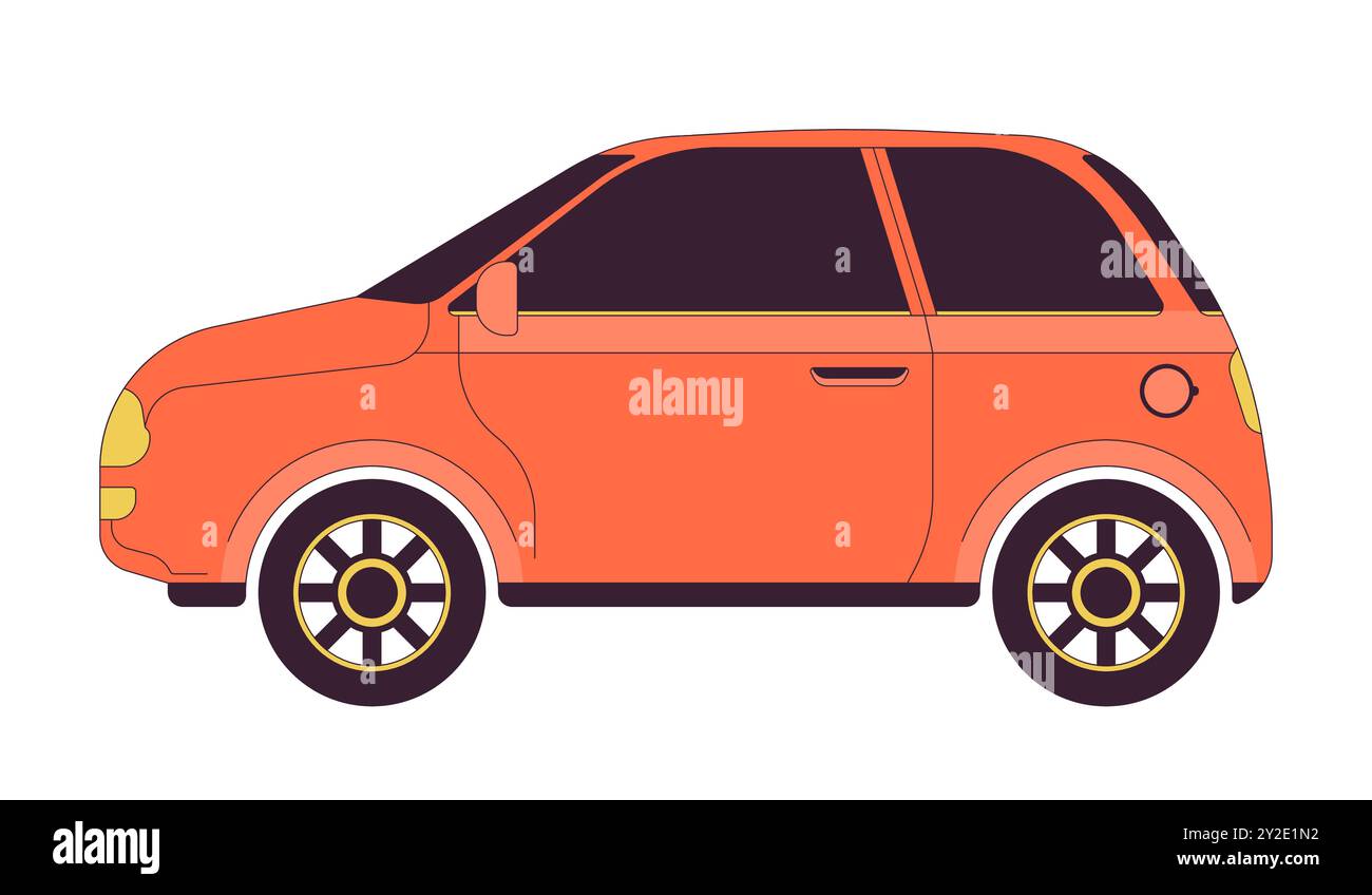 Hatchback car model 2D linear cartoon object Stock Vector Image & Art ...