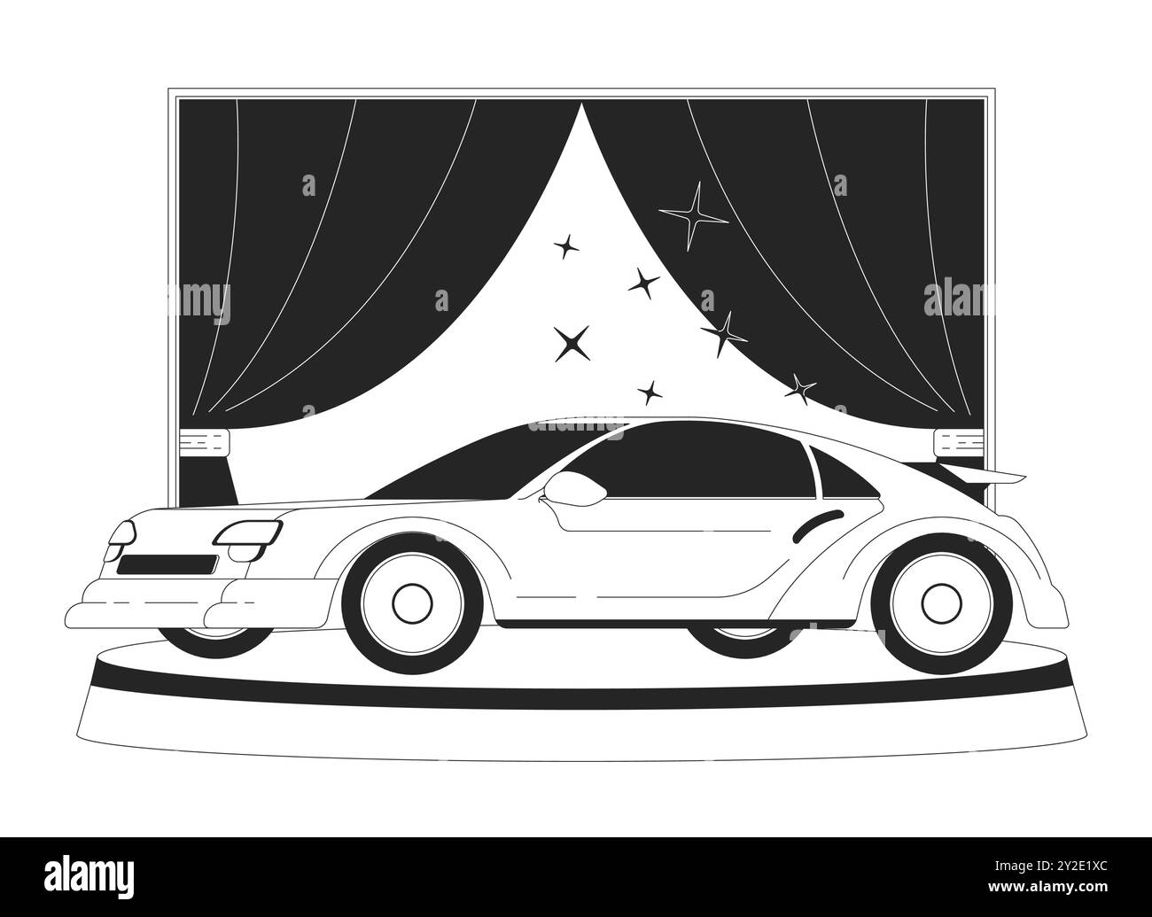 Luxury car showroom black and white 2D line cartoon object Stock Vector ...