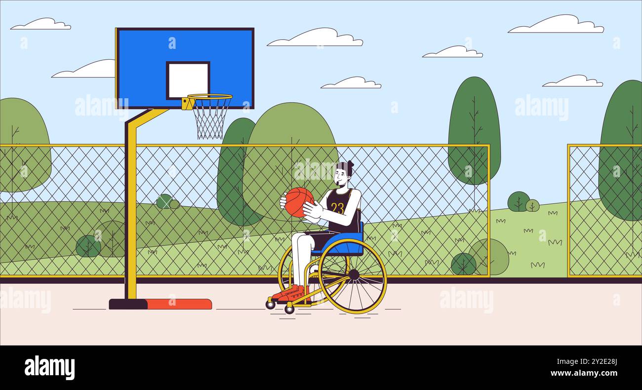 Disabled basketball player man cartoon flat illustration Stock Vector ...