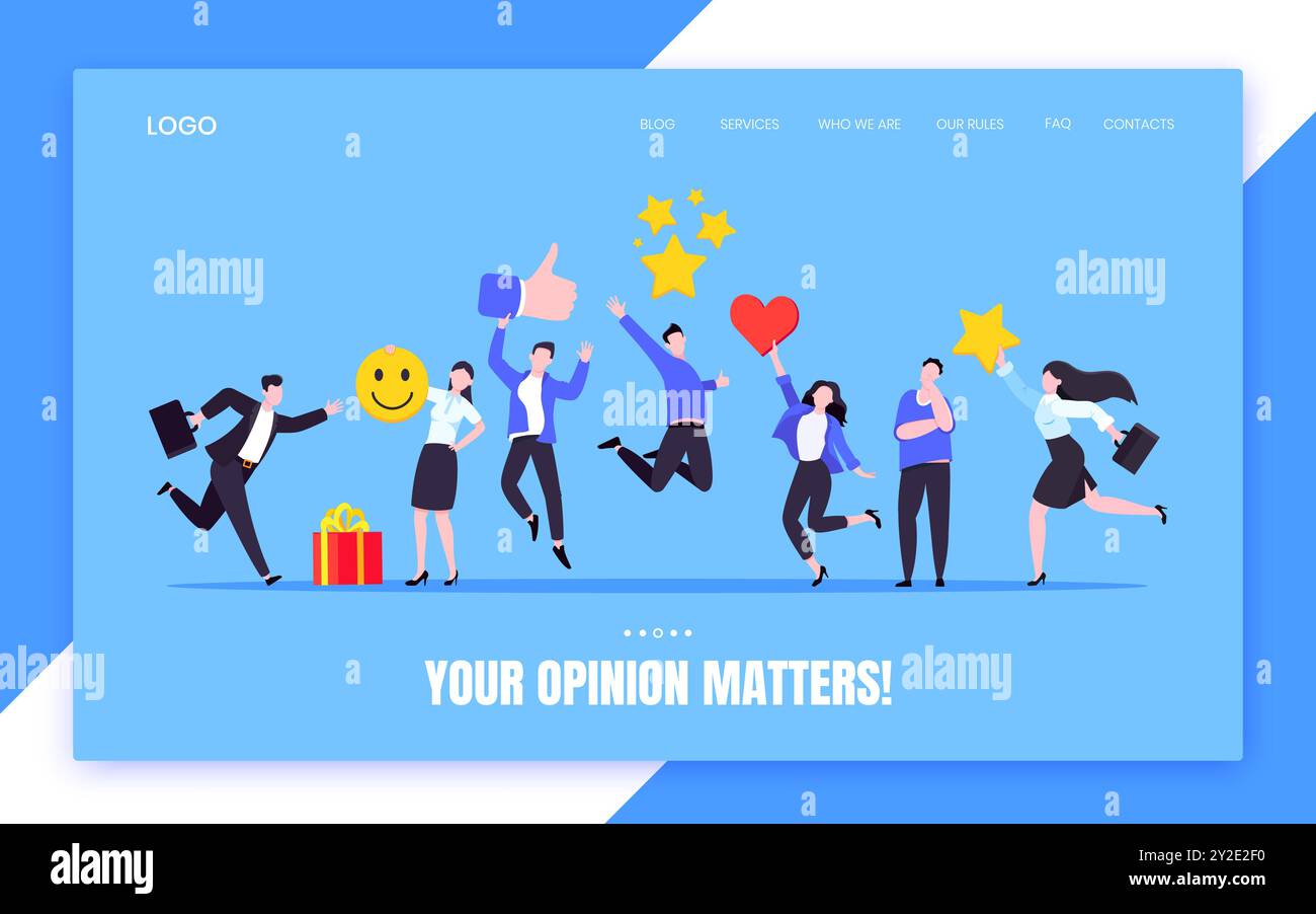 Employee feedback work satisfaction survey business concept flat vector ...