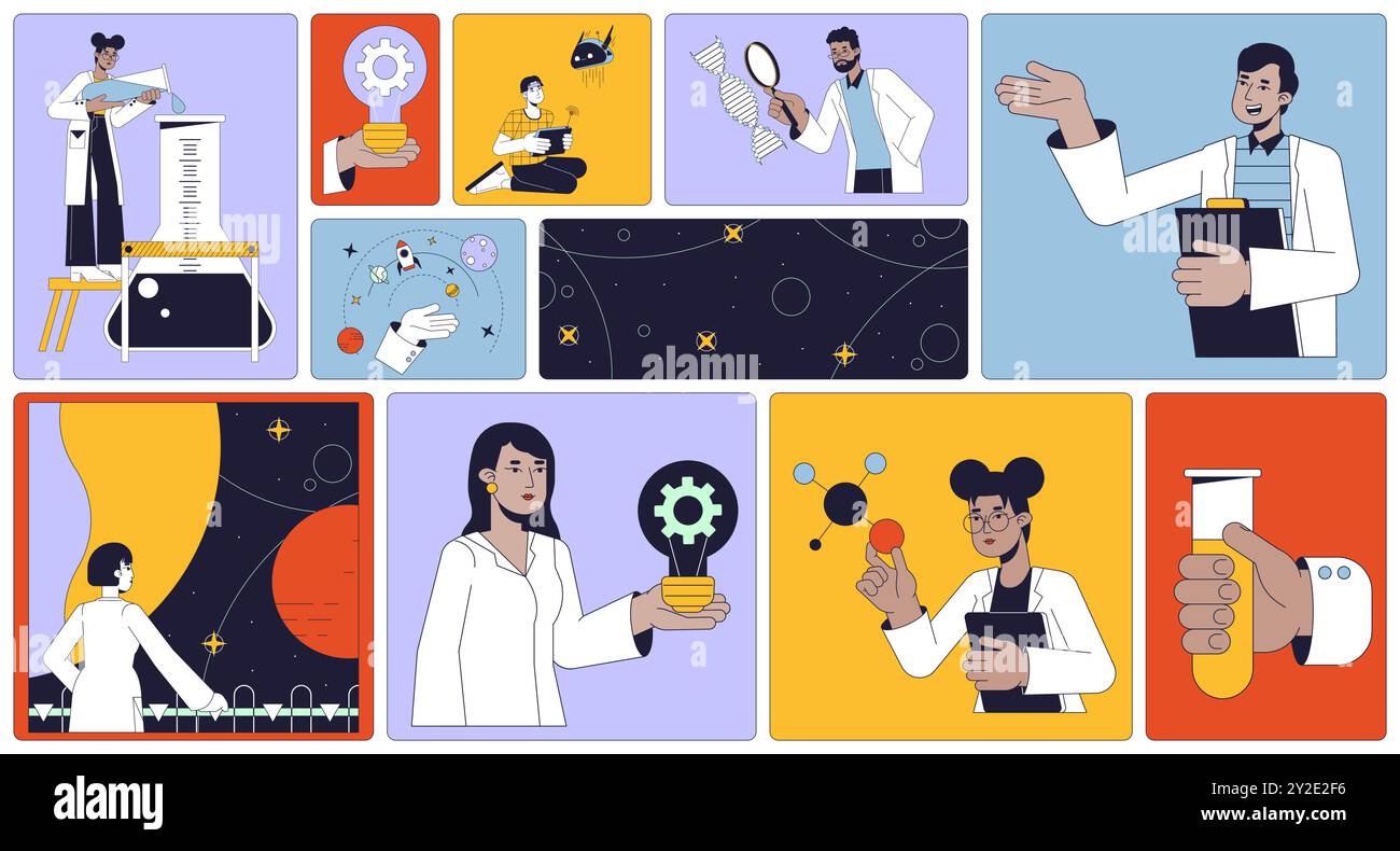 Science researchers illustration Cut Out Stock Images & Pictures - Alamy