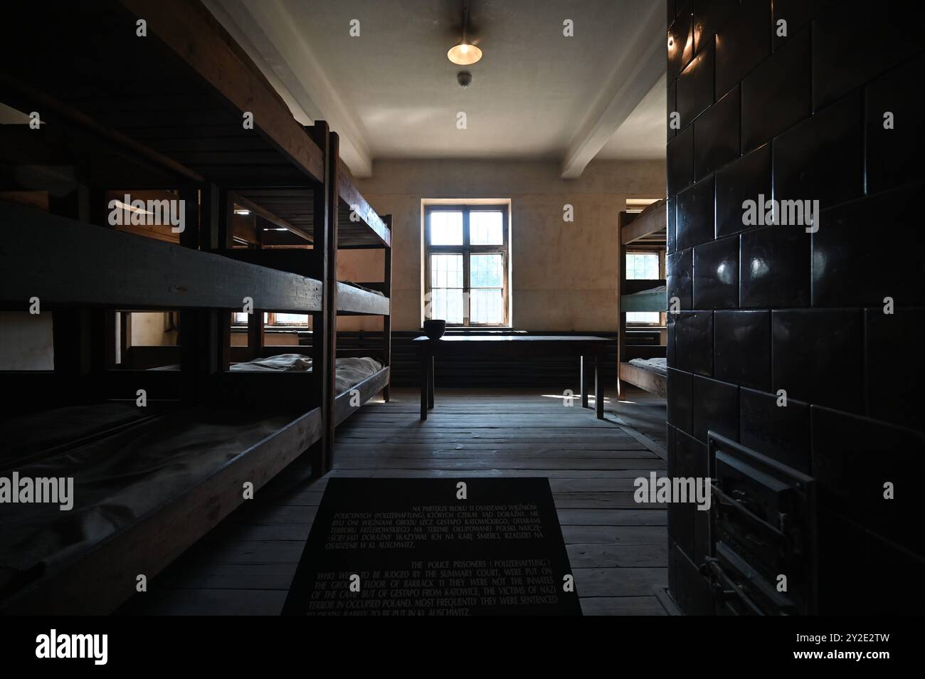 Living quarters bunks in a dormitory of a German Concentration camp ...