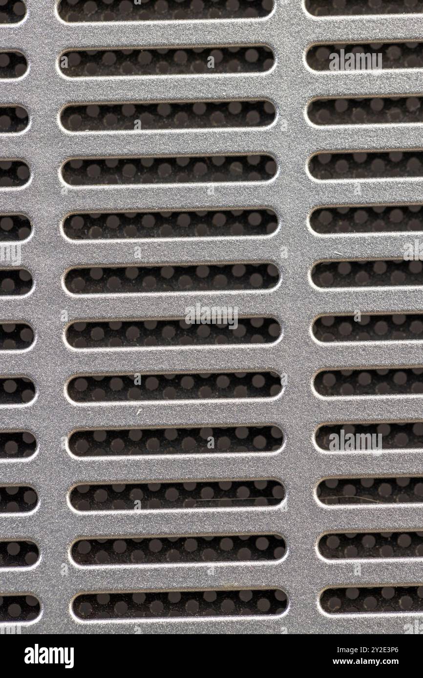 old plastic silver grille closeup, ventilation grille made of plastic ...