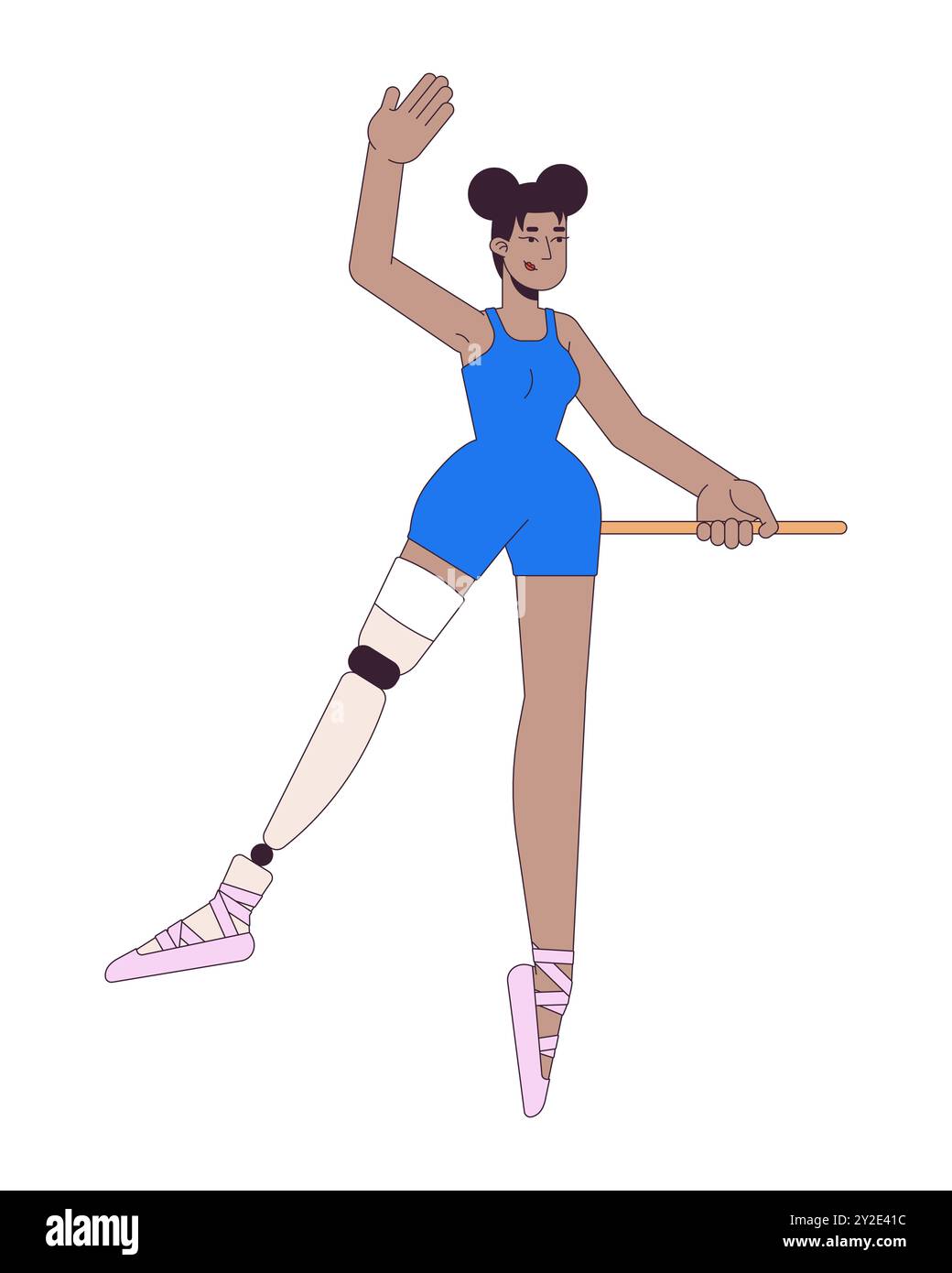 Black ballerina with leg prosthesis 2D linear cartoon character Stock ...