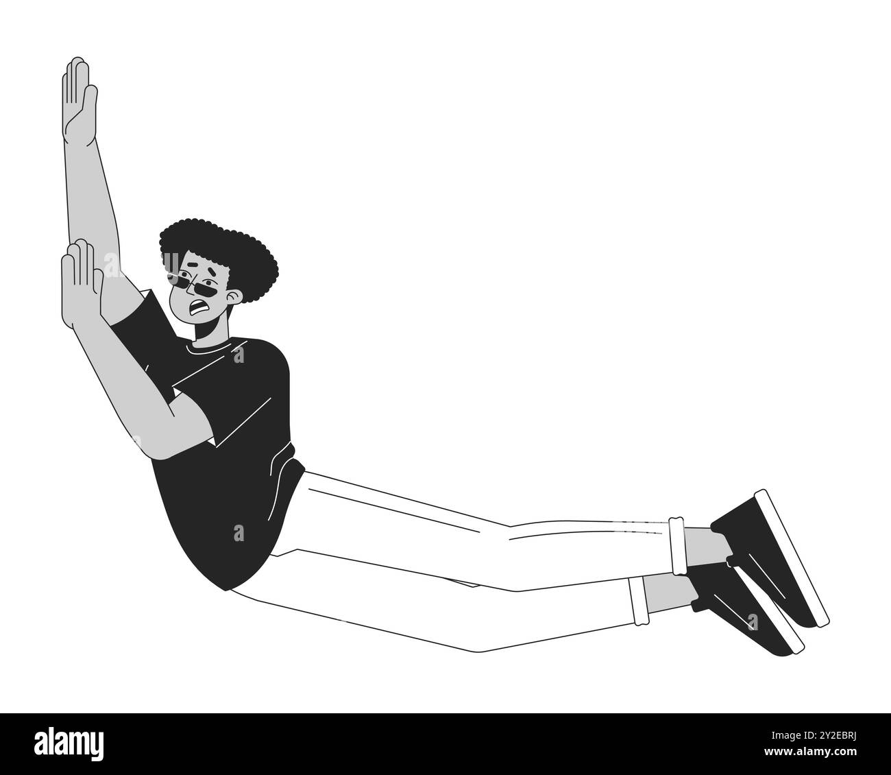 Threatened latin american man falling black and white 2D line cartoon ...