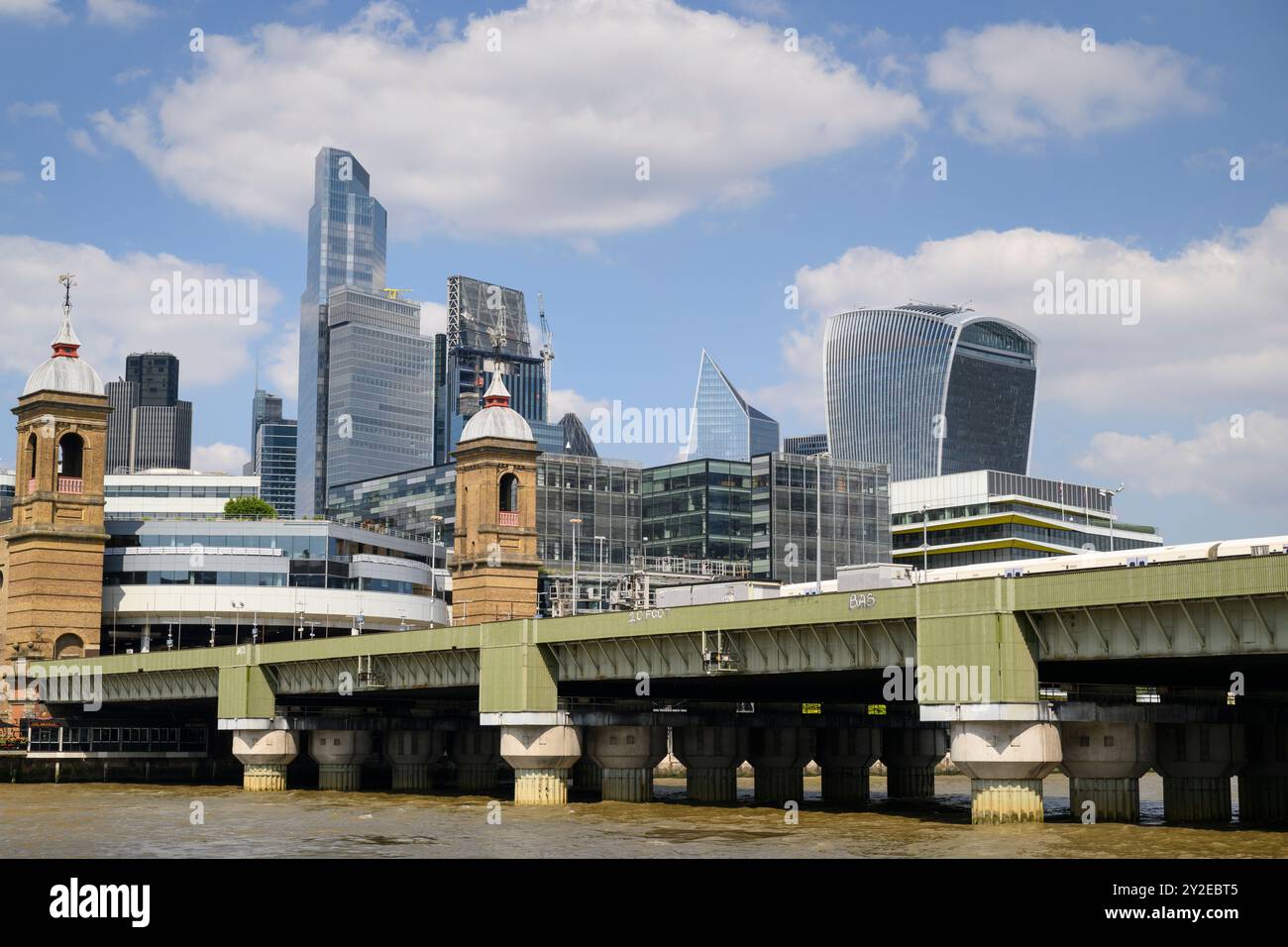 A view of the Cannon Street railway bridge and station with the ...