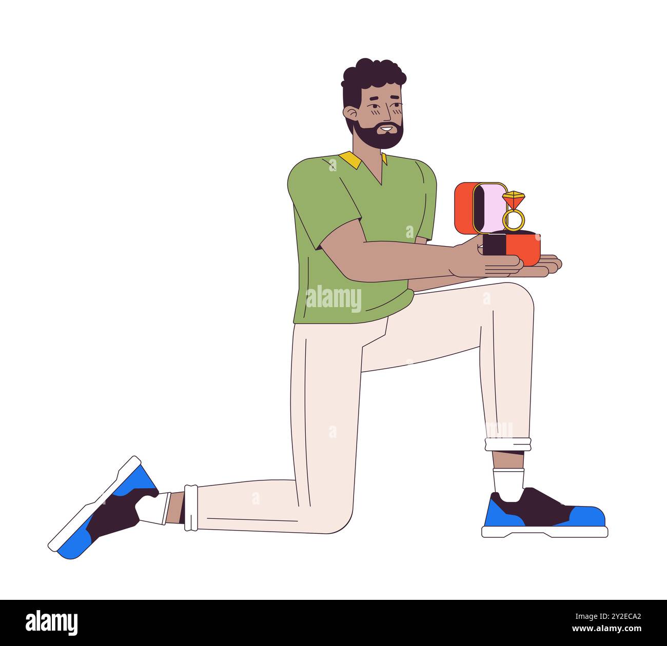 African american man proposing 2D linear cartoon character Stock Vector ...