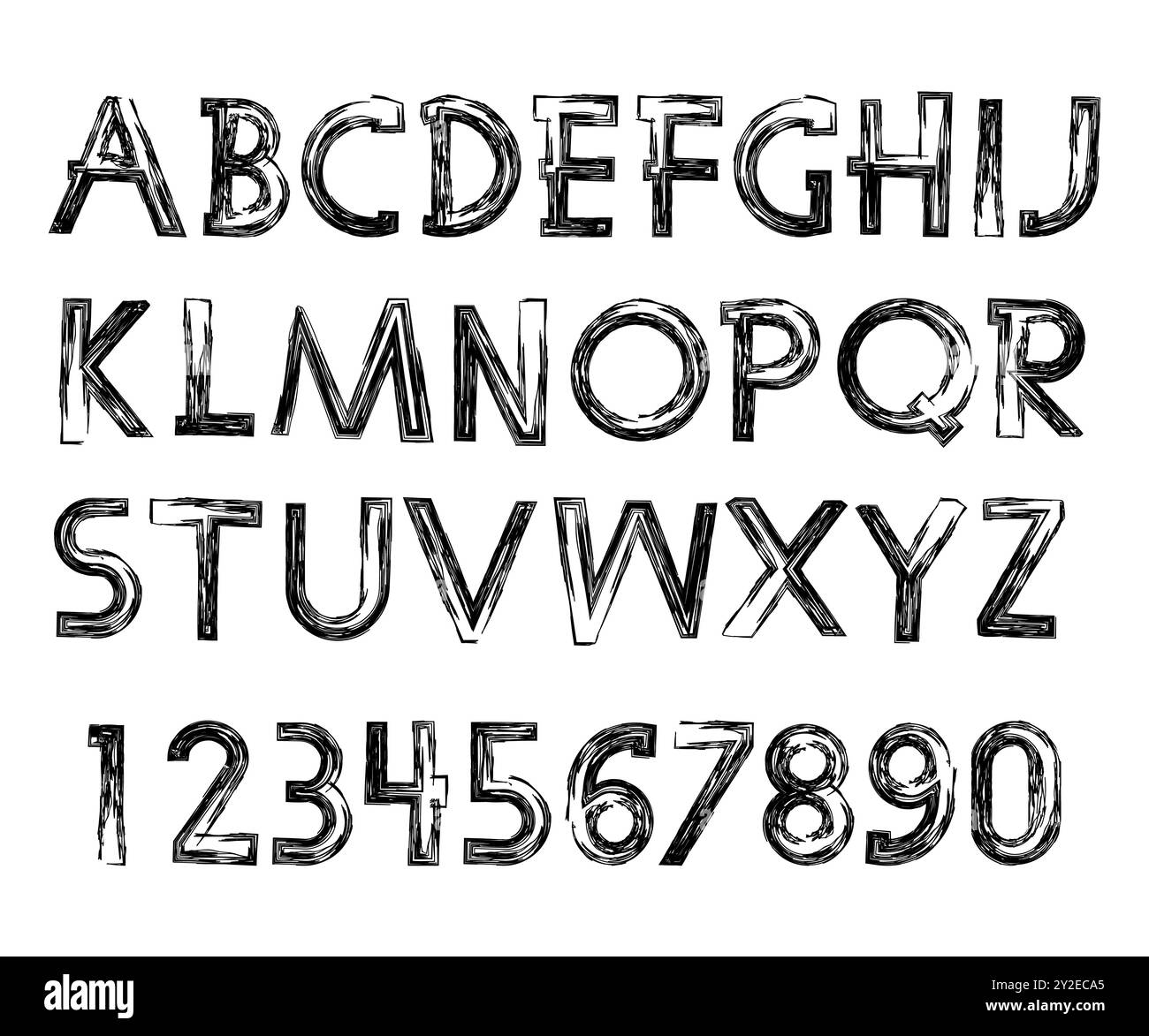 Handwritten calligraphic. Graphic vector alphabet. The black letters ...