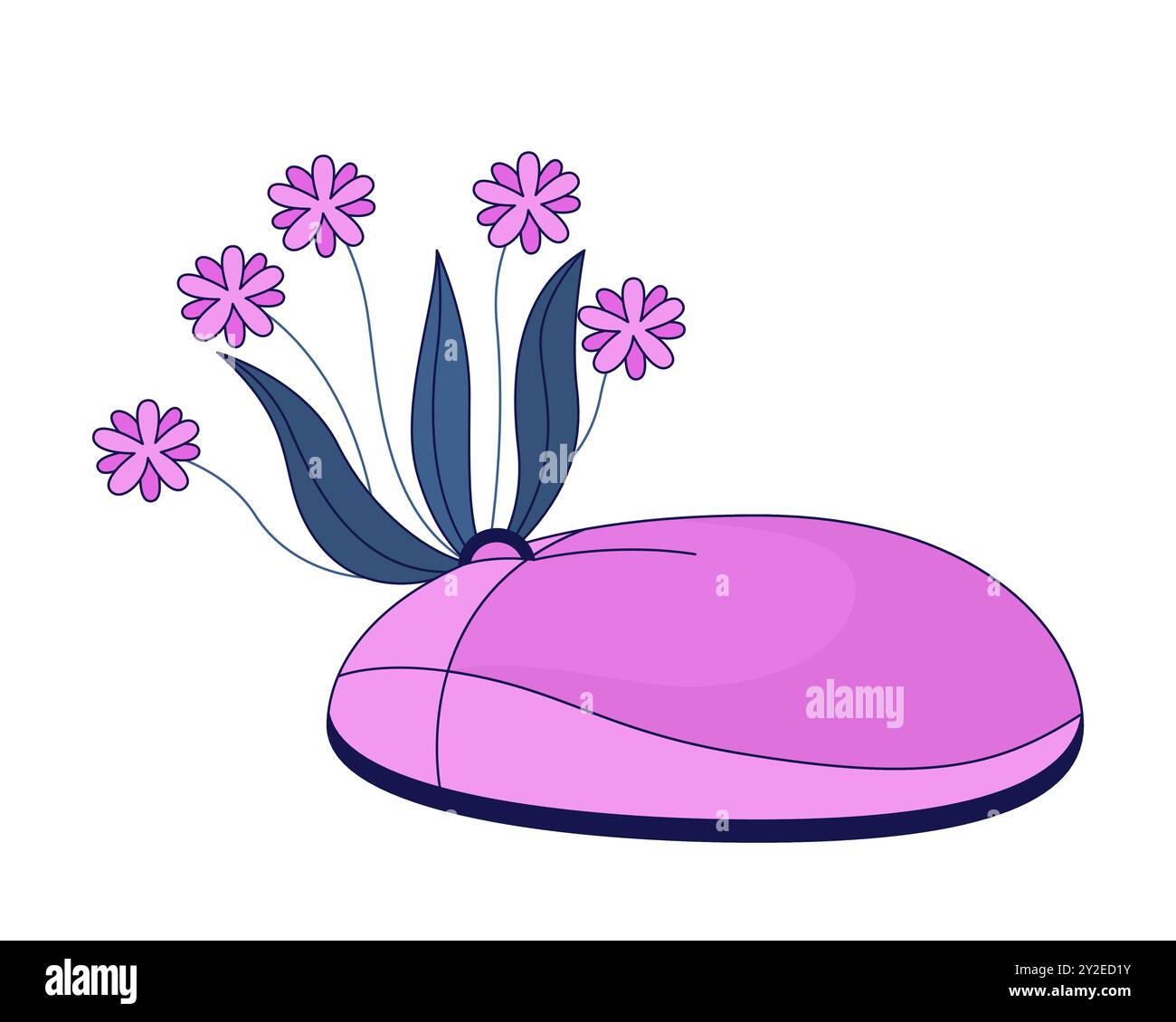 Computer mouse with growing flowers 2D linear illustration concept ...