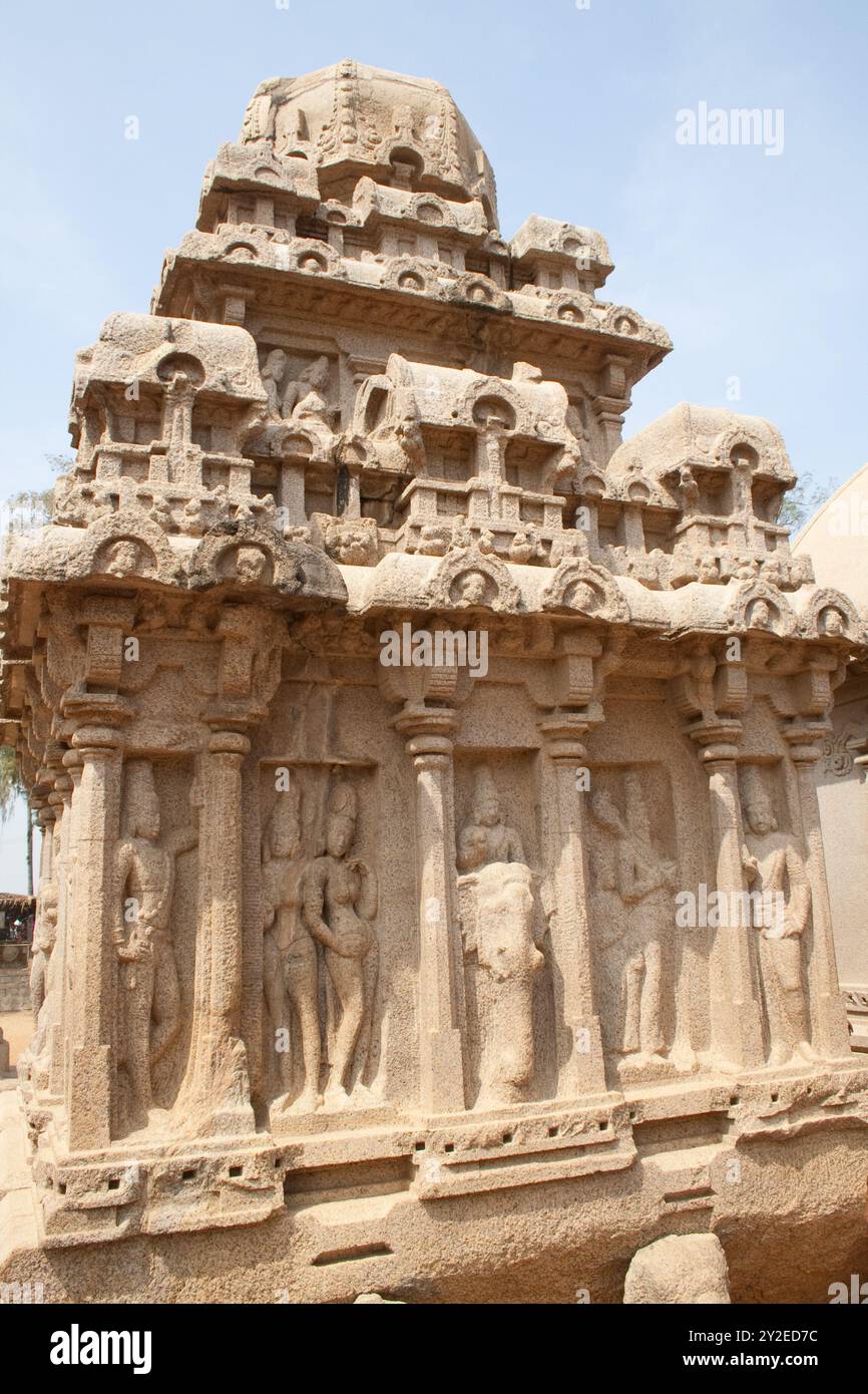 Monolithic rock carving, Temple); Pancha Ratha Complex, Tamil Nadu ...