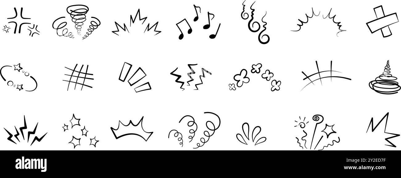 Manga or anime comic emoticon element graphic effects hand drawn doodle ...