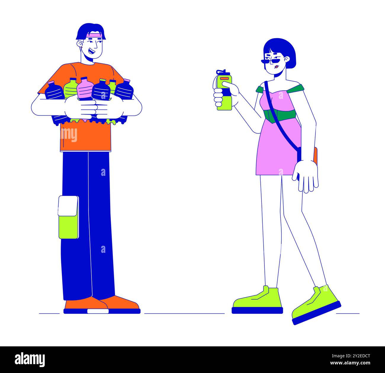 Choosing reusable water bottle line cartoon flat illustration Stock ... Choosing reusable water bottle line cartoon flat illustration Stock ...